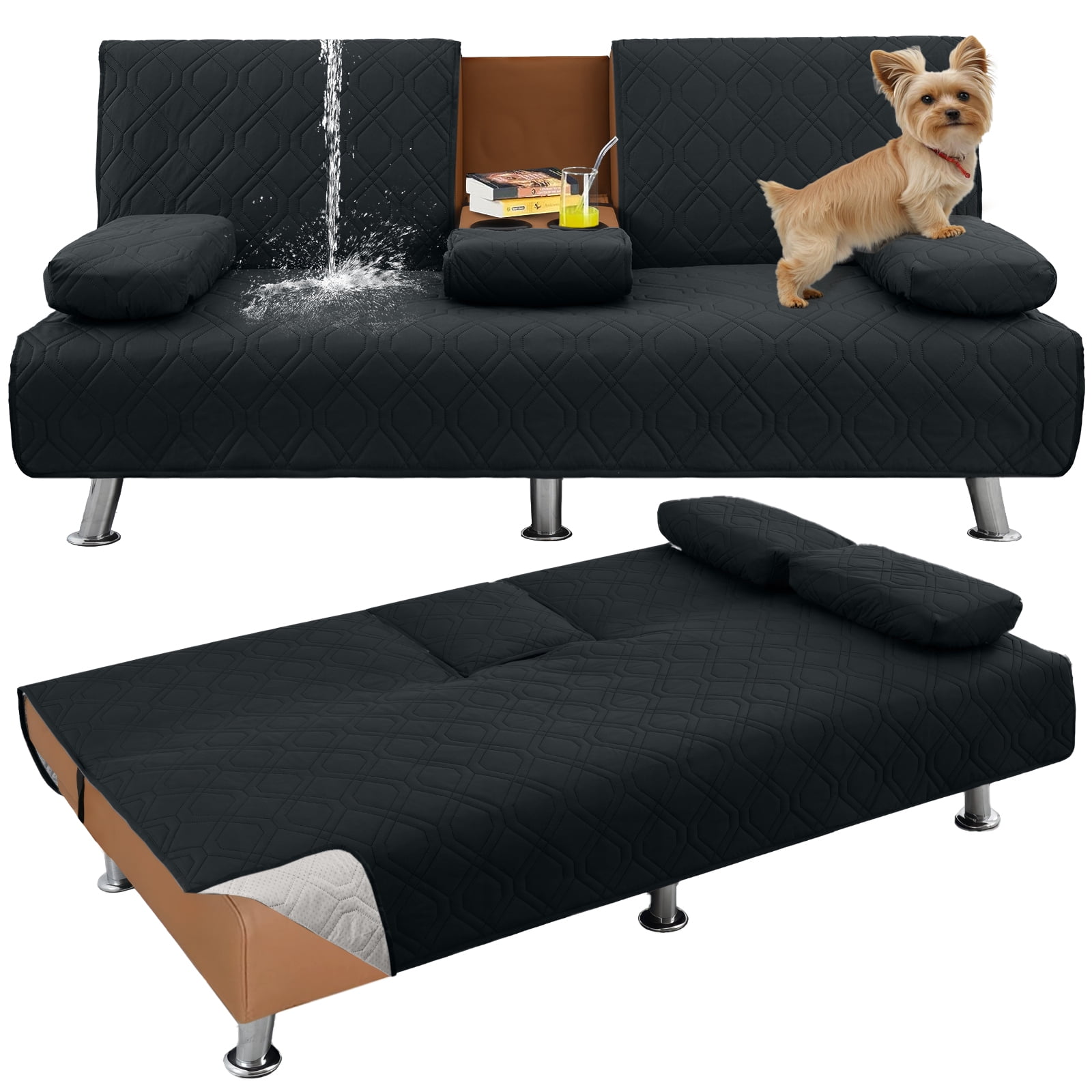 Sanmadrola 4-Piece Waterproof Futon Couch Covers Sofa Bed Cover Anti ...