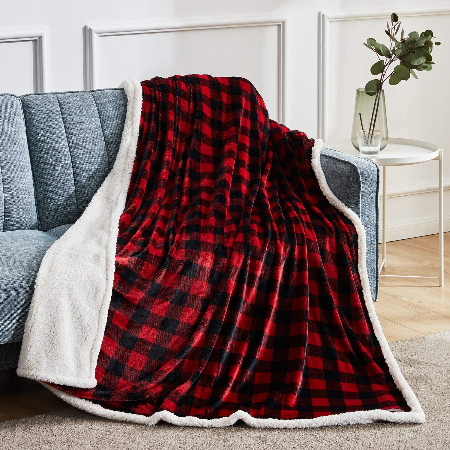 Throw Flannel Printed Ribbed 48X60 Red Plaid - Walmart.com