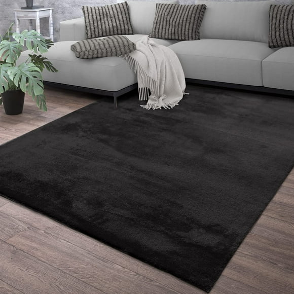 Black Furry Rug
