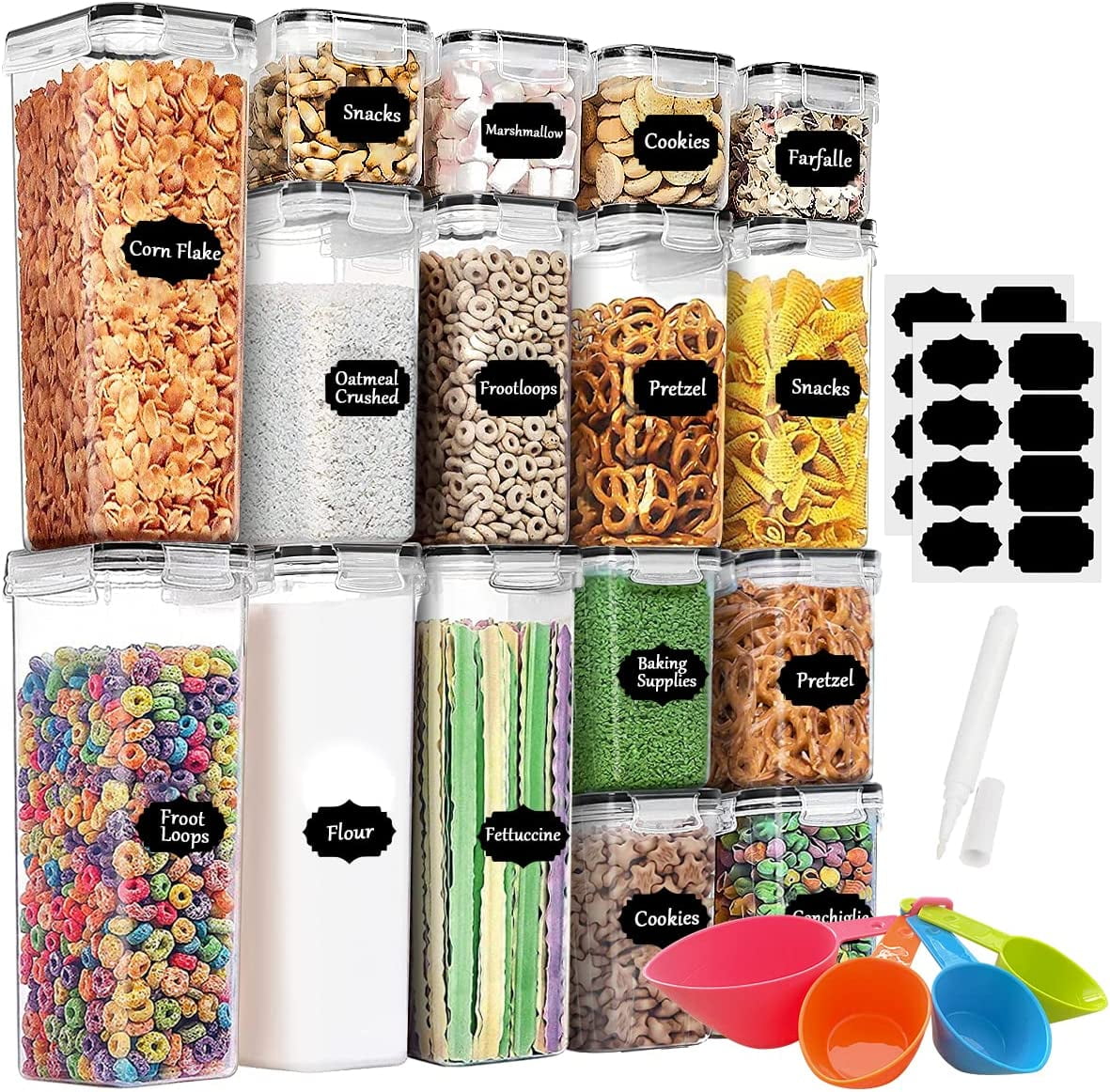 Sanmadrola 16 PCS Airtight Large Bins Dry Goods Keeper: Food Storage ...
