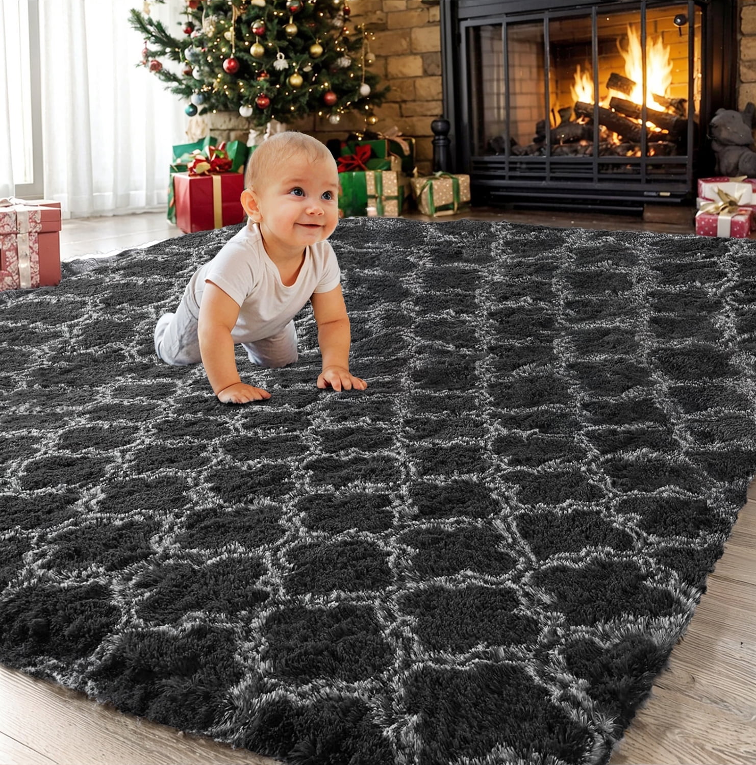 Sanmadrola Area Rug for Bedroom,4'X5.2',Fluffy Shag Rug for Living Room ...