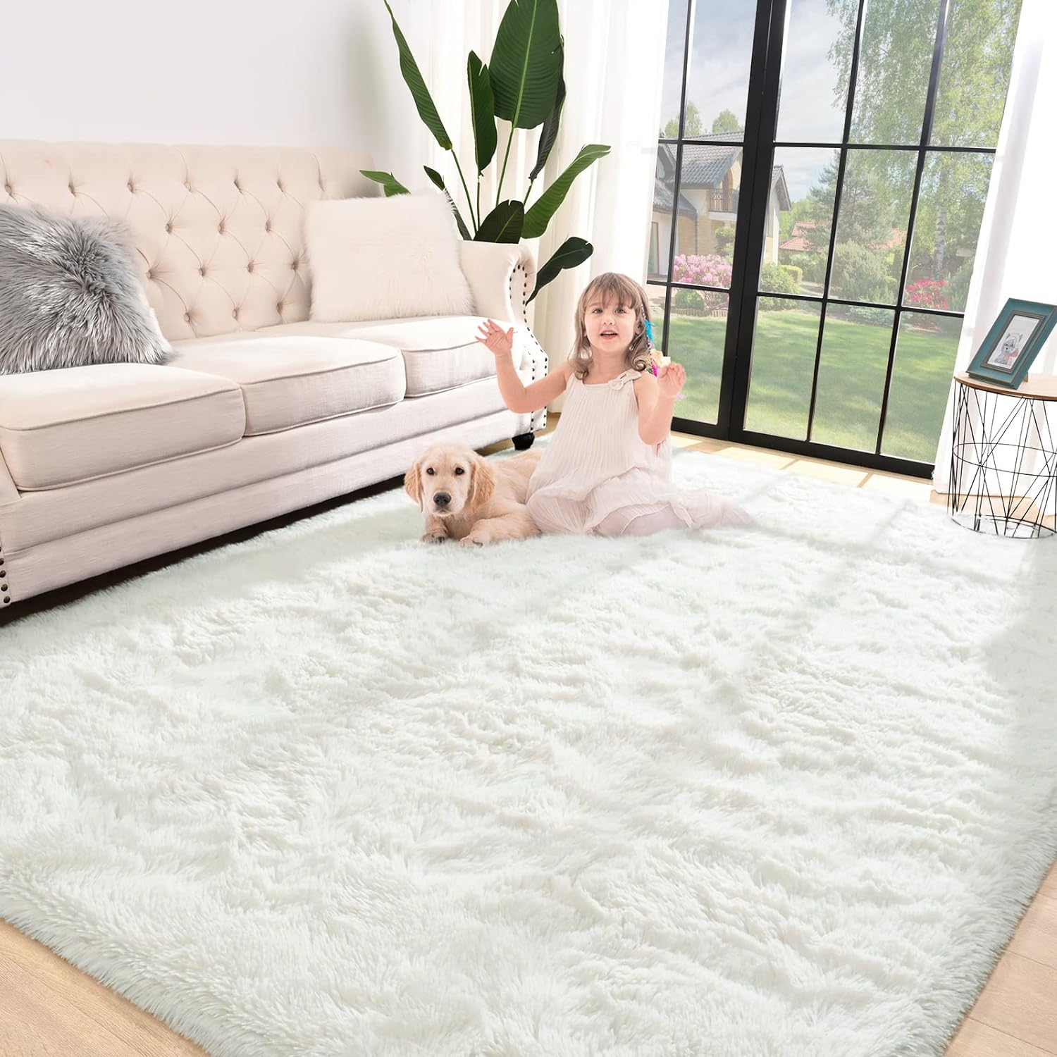HemingWeigh Fuzzy Area Rug - 9 Fluffy Carpet Tiles For Kids Plush ...