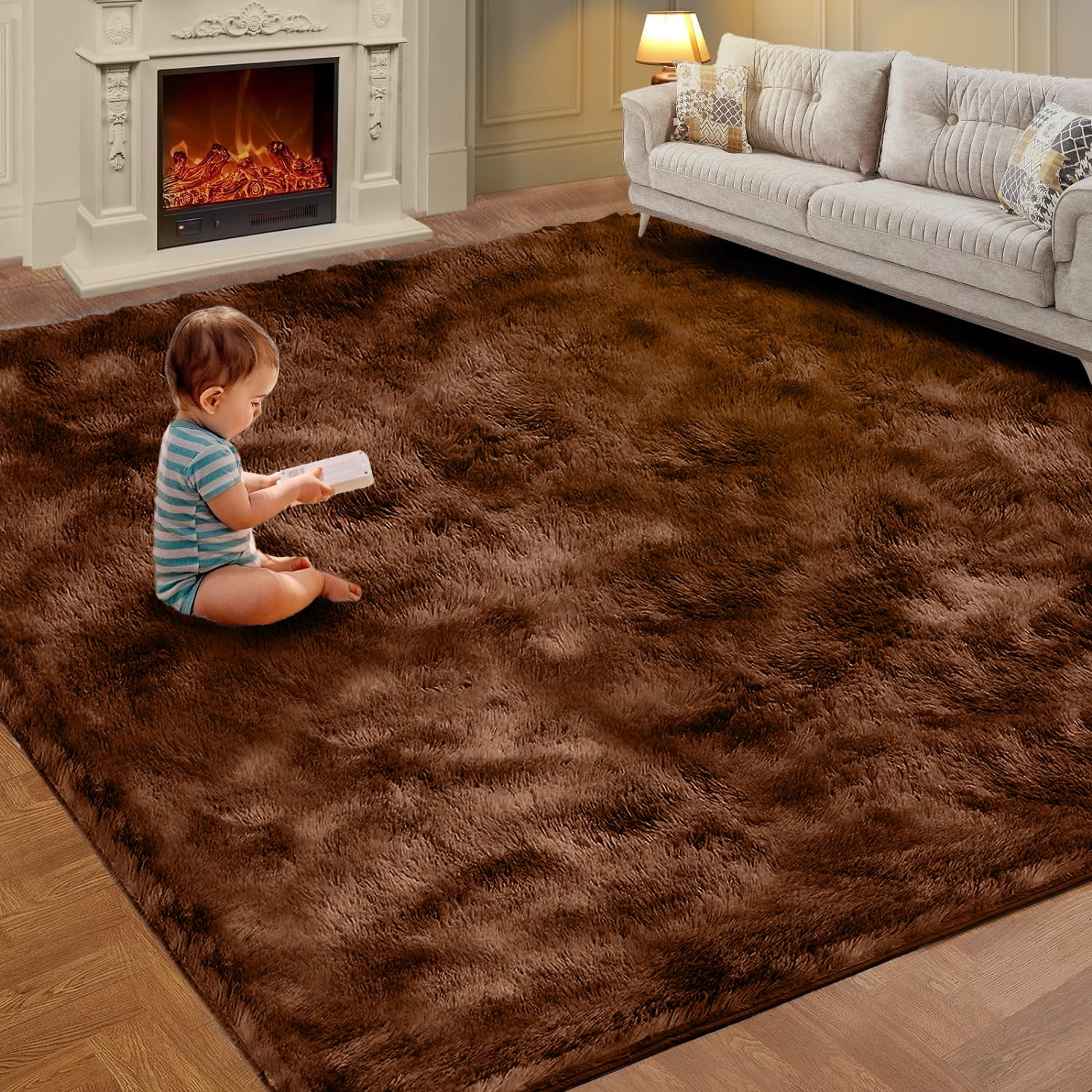 Sanmadrola Area Rug for Bedroom,8'X10',Fluffy Shag Rug for Living Room ...