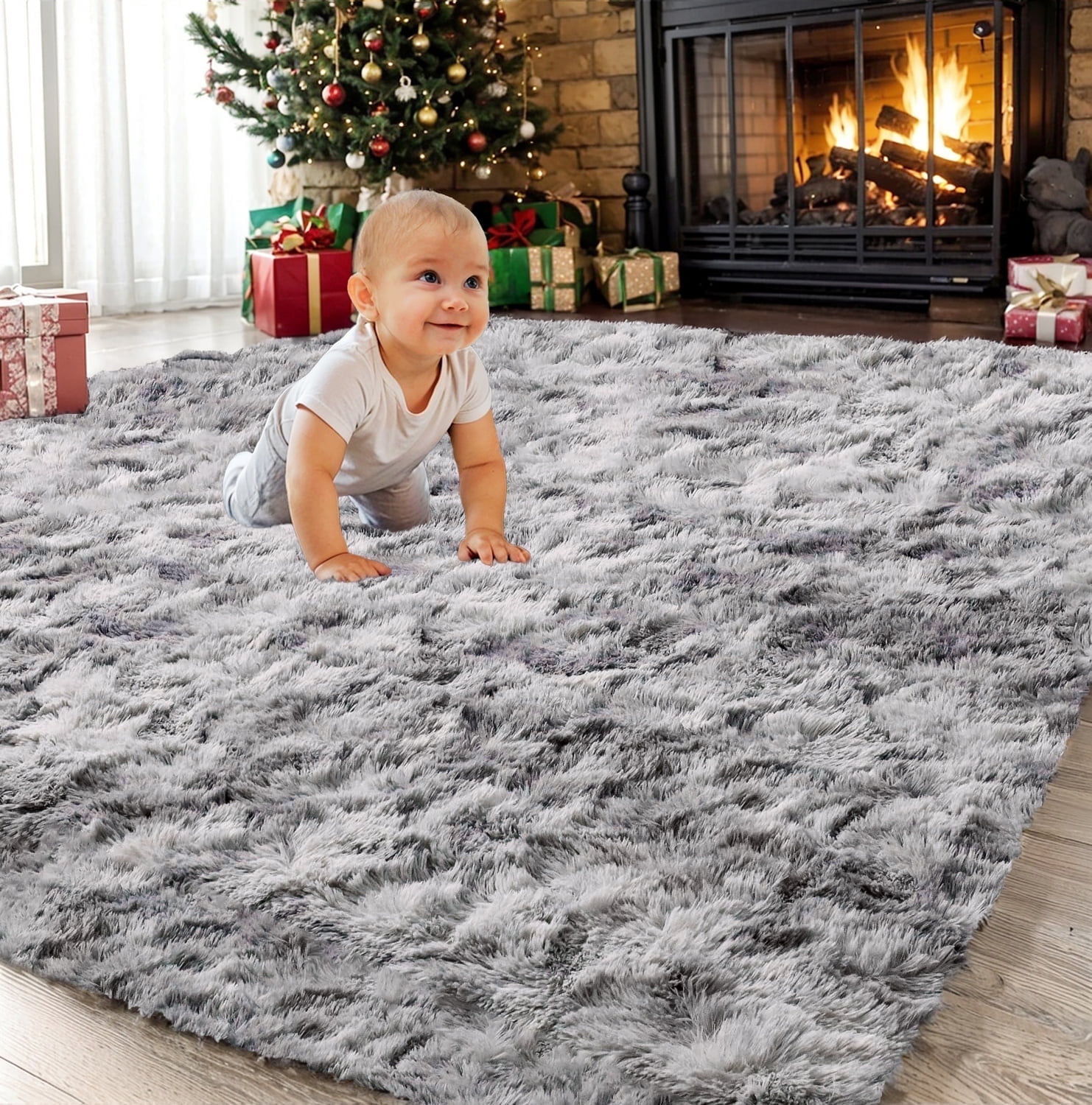 Sanmadrola Area Rug for Bedroom 8'x10' Fluffy Shag Rug for Living Room ...