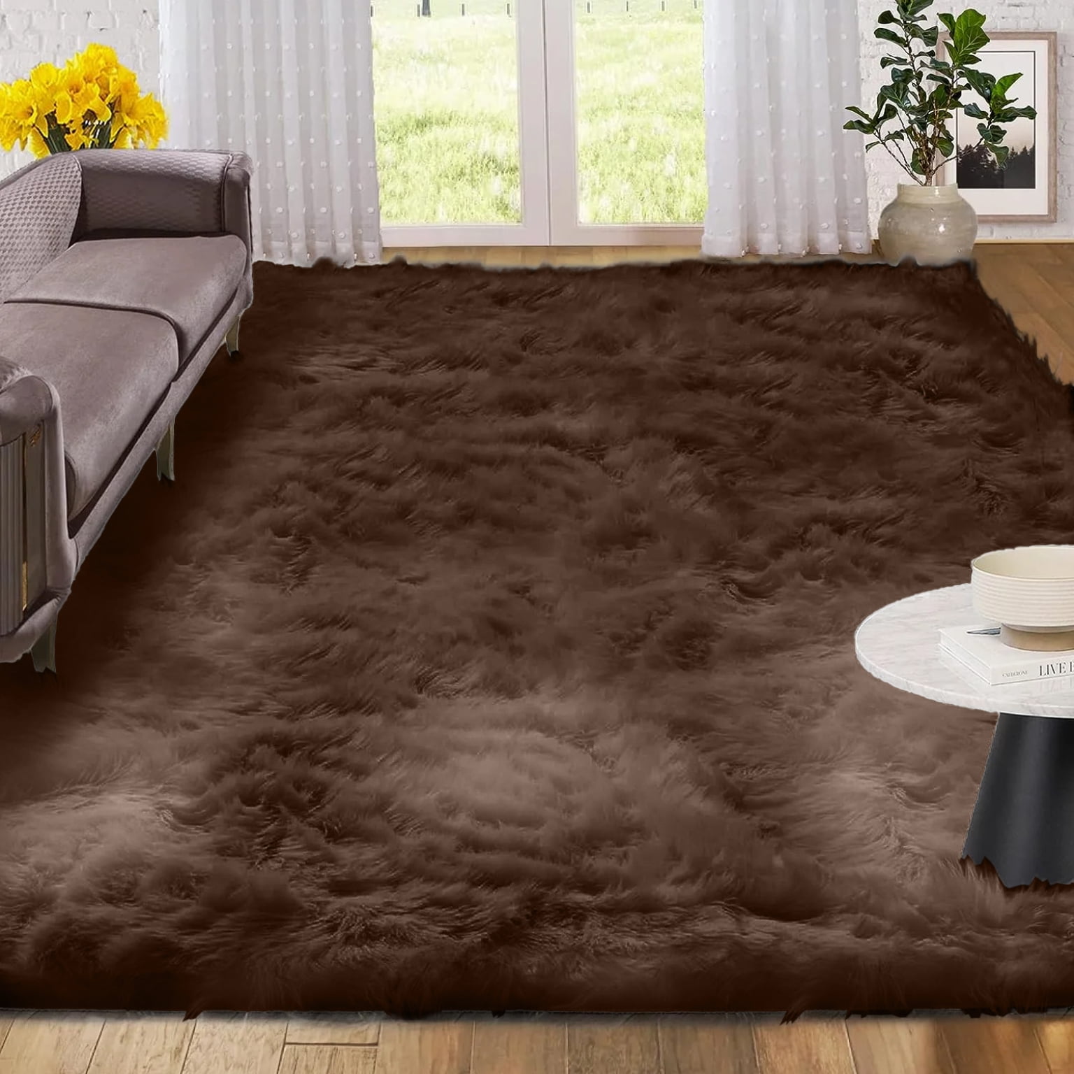 Sanmadrola Area Rugs for Living Room Bed Room Rugs Faux Fur Rug Faux ...