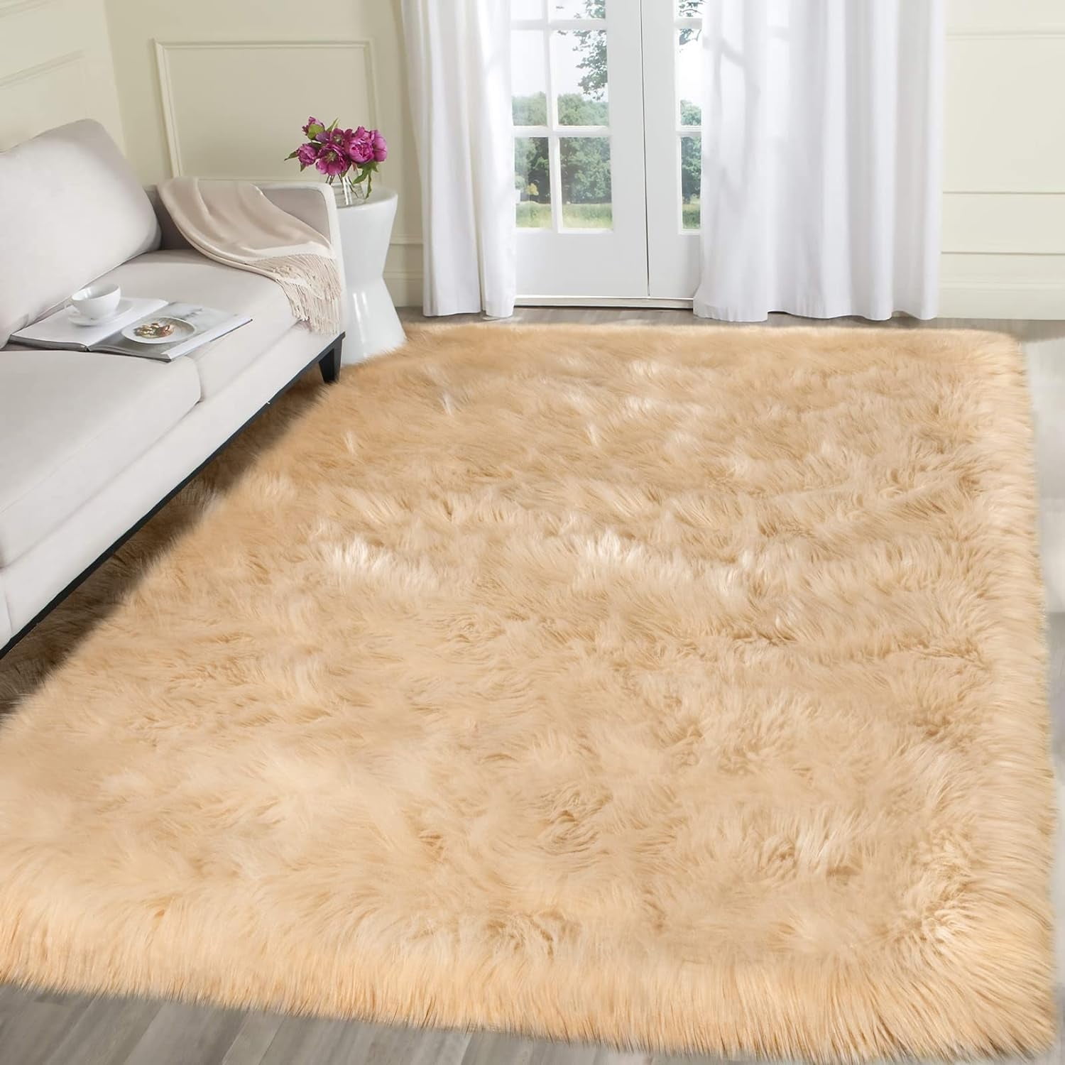 Sanmadrola Area Rugs for Living Room Bed Room Rugs Faux Fur Rug Faux ...