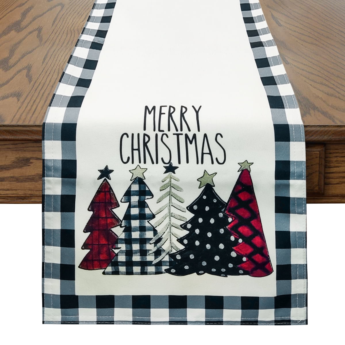 Sanmadrola Christmas Tree Table Runner Buffalo Plaid Table Runners ...