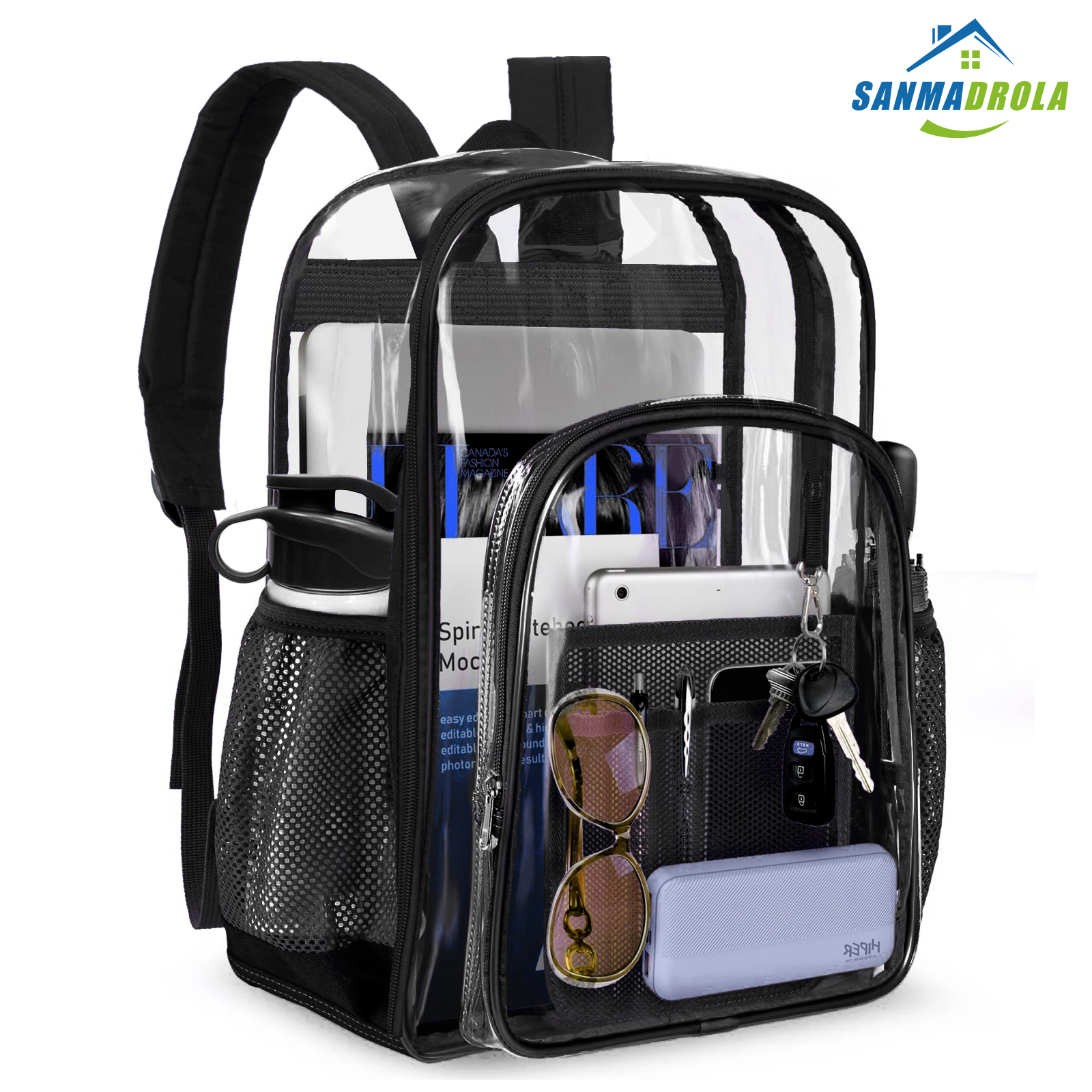 Sanmadrola Large Clear Backpack Heavy Duty Stadium Approved Girls ...