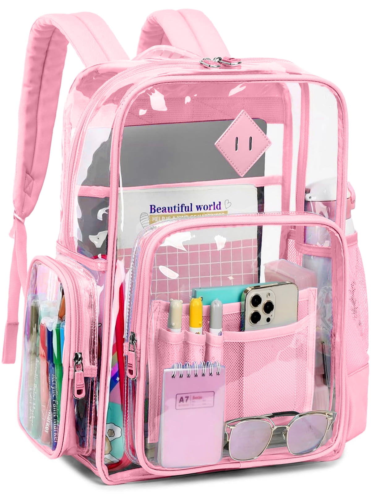 Sanmadrola Heavy Duty Clear PVC Backpack, Stadium Approved, Waterproof ...