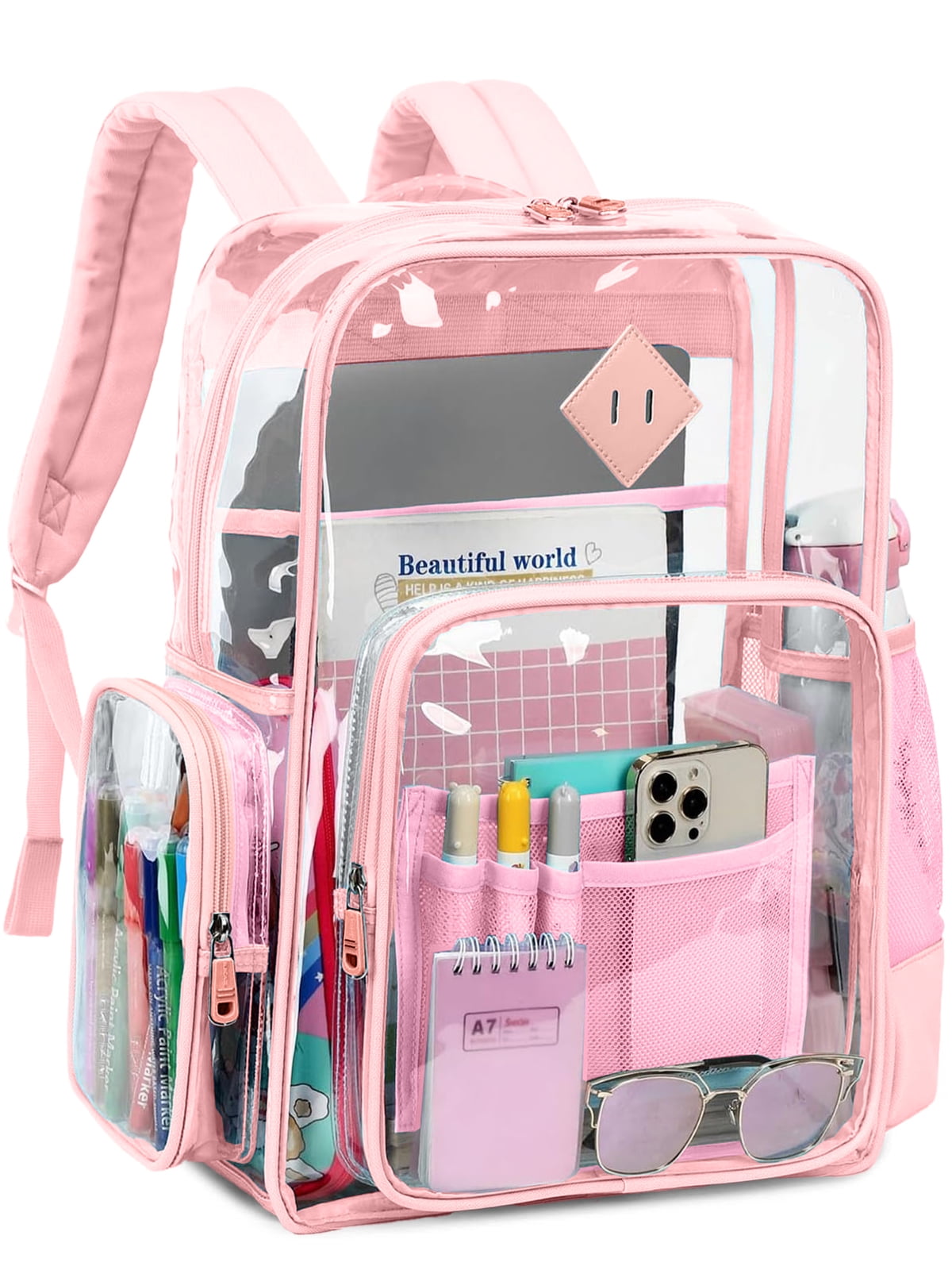 Sanmadrola Heavy Duty Clear PVC Backpack, Stadium Approved, Waterproof ...