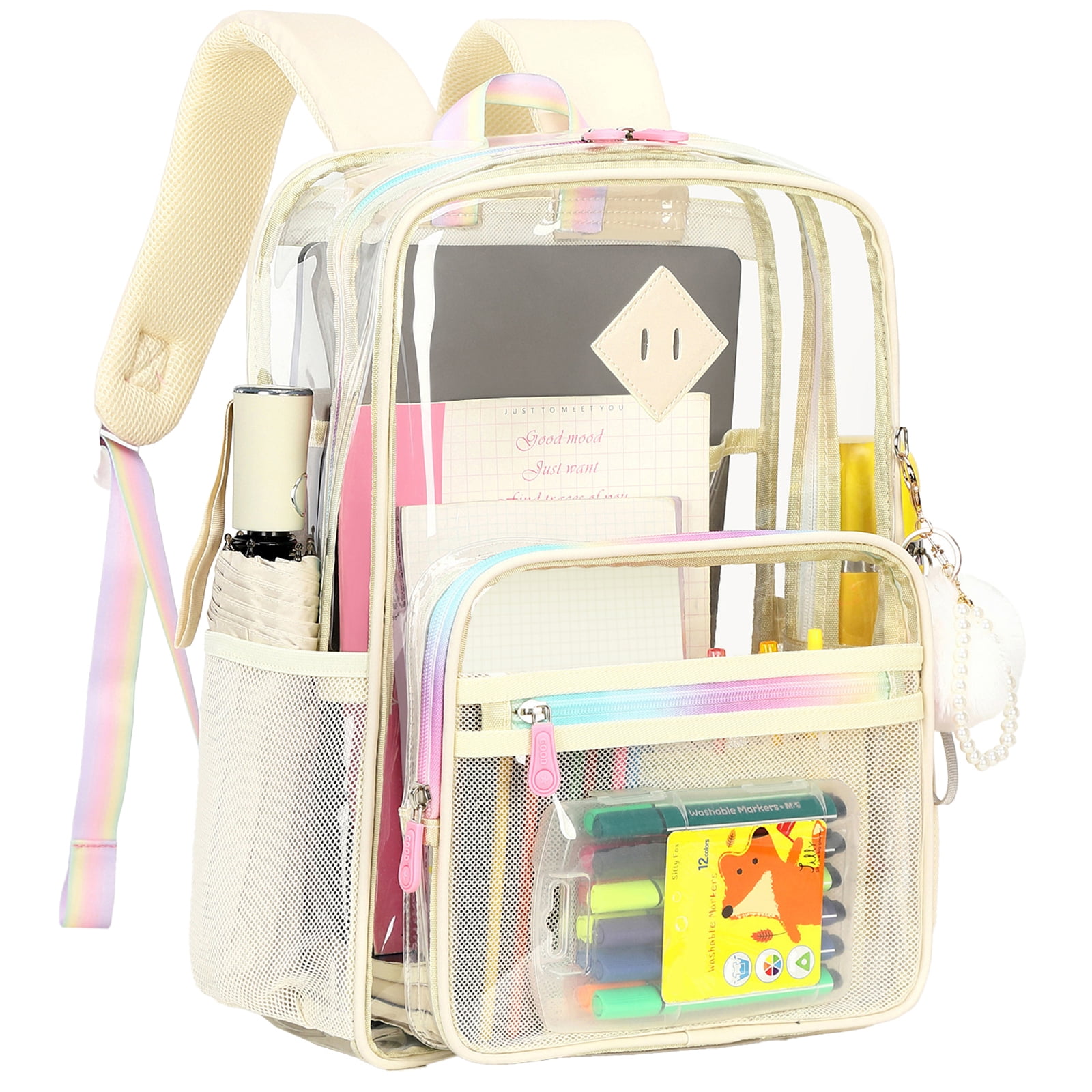 Sanmadrola Clear Backpacks for School Heavy Duty PVC Transparent ...