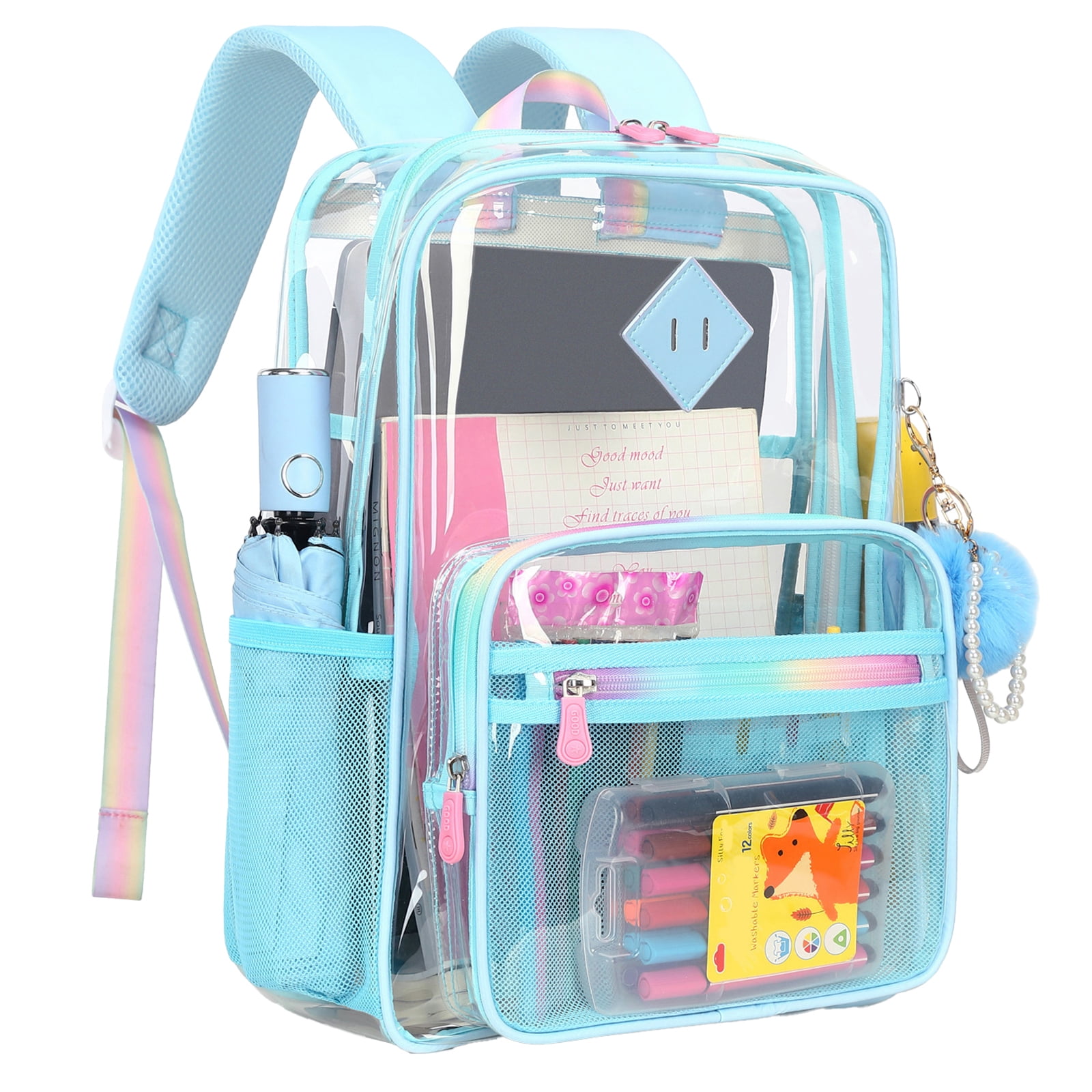 Sanmadrola Clear Backpacks for School Heavy Duty PVC Transparent ...