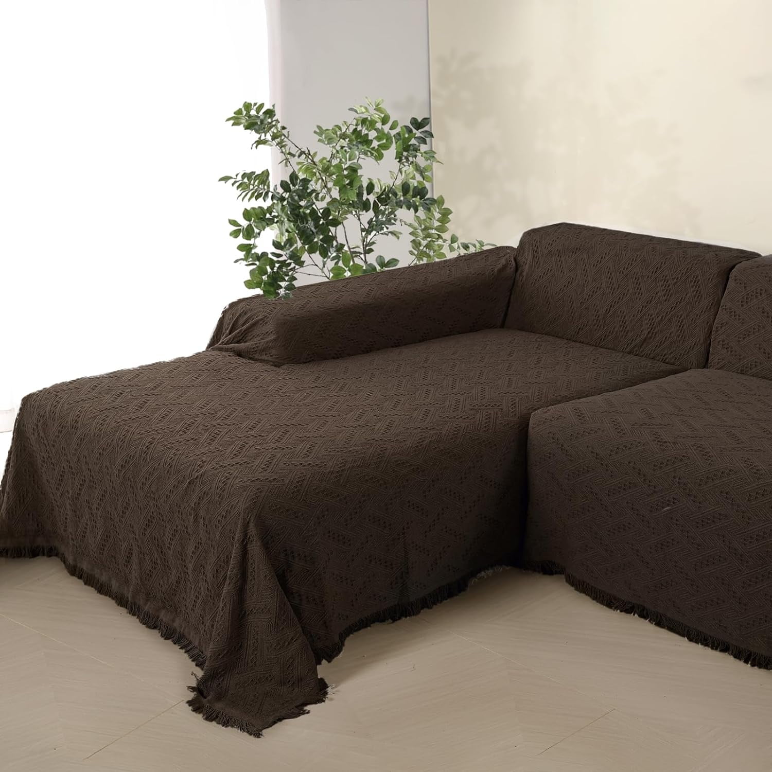 Sanmadrola Couch Cover for 3 Seat Sofa Slipcovers Towel Cover Cotton ...