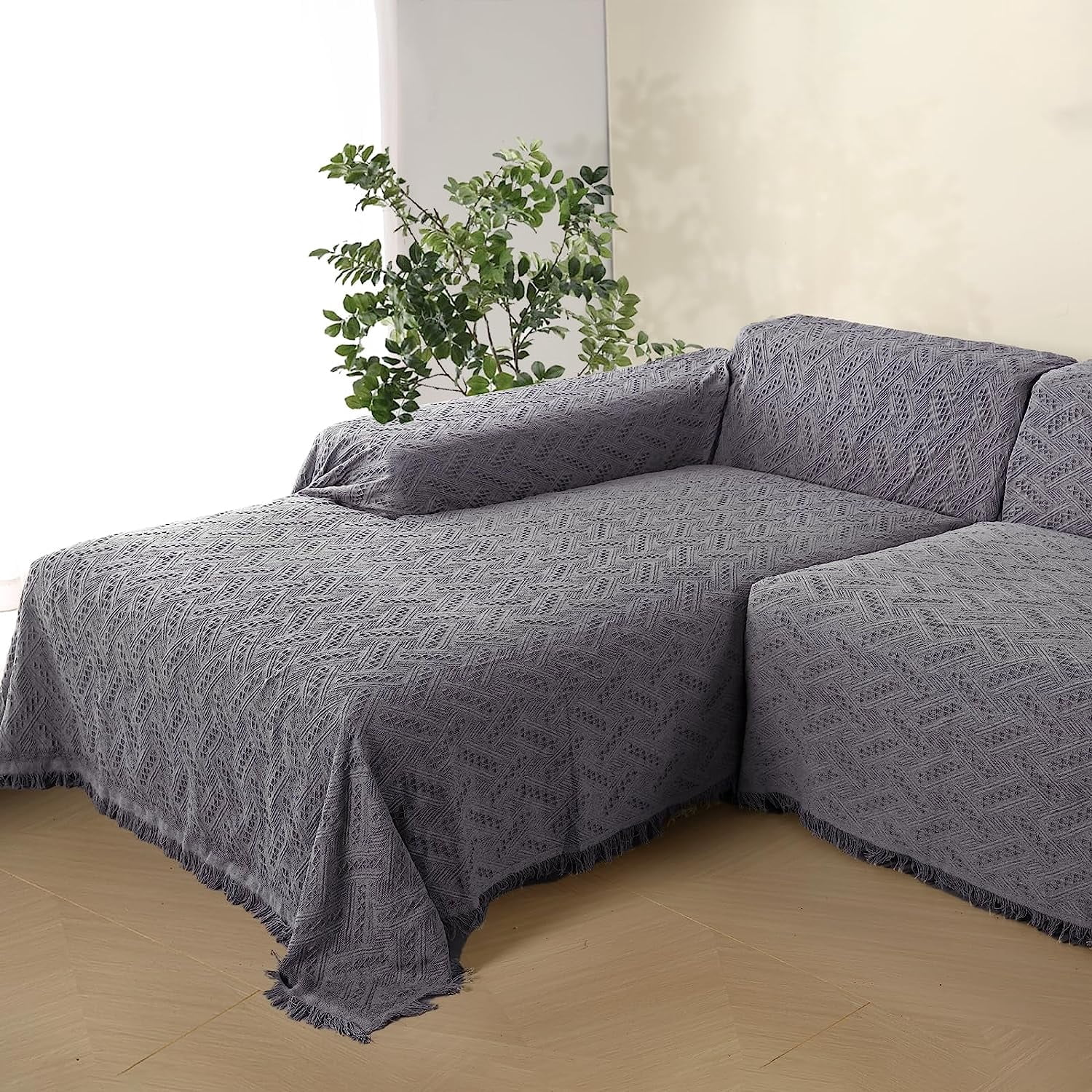 Sanmadrola Couch Cover for 3 Seat Sofa Slipcovers Towel Cover Cotton ...