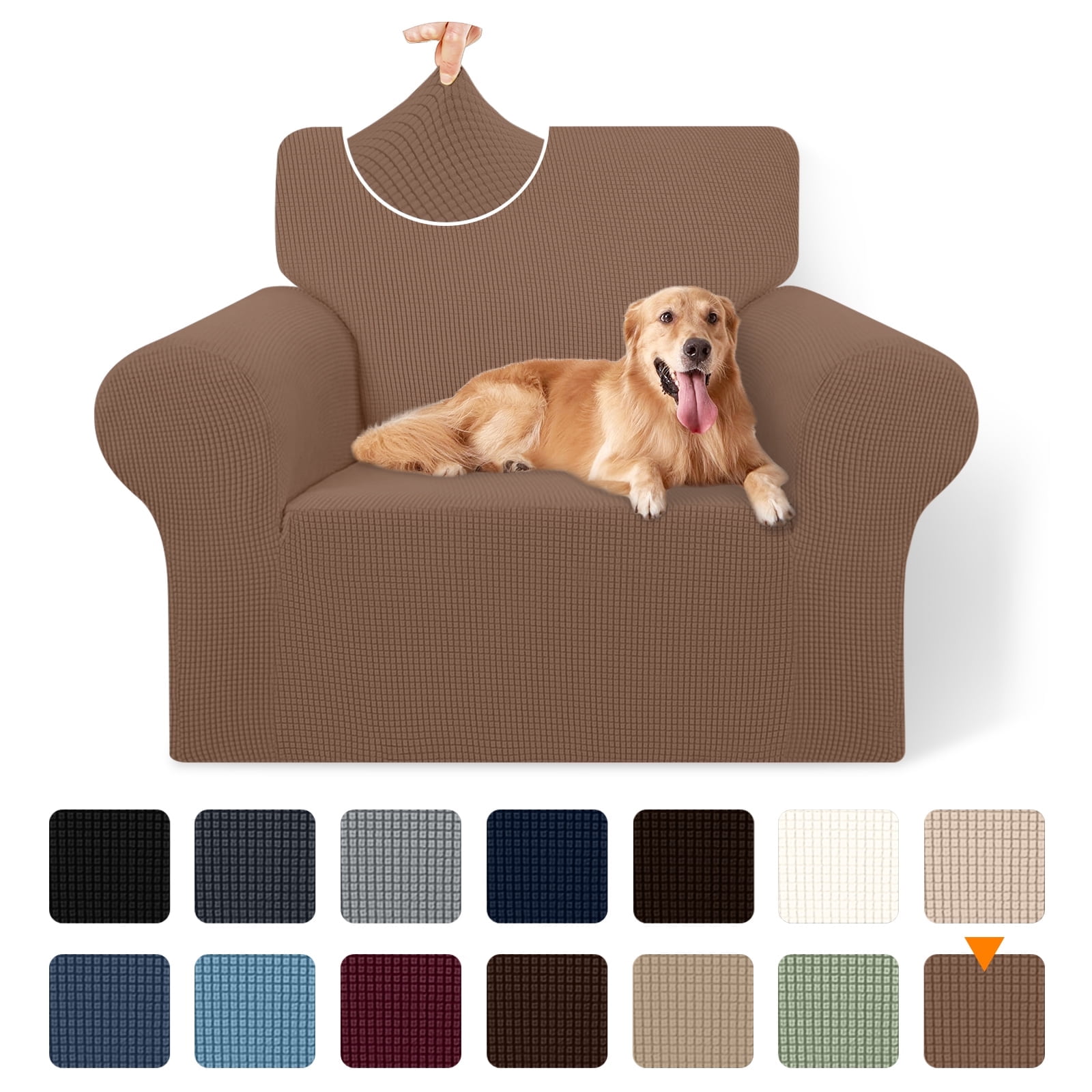 Sanmadrola Couch Cover Water Resistant Stretch Sofa Slipcover Jacquard ...