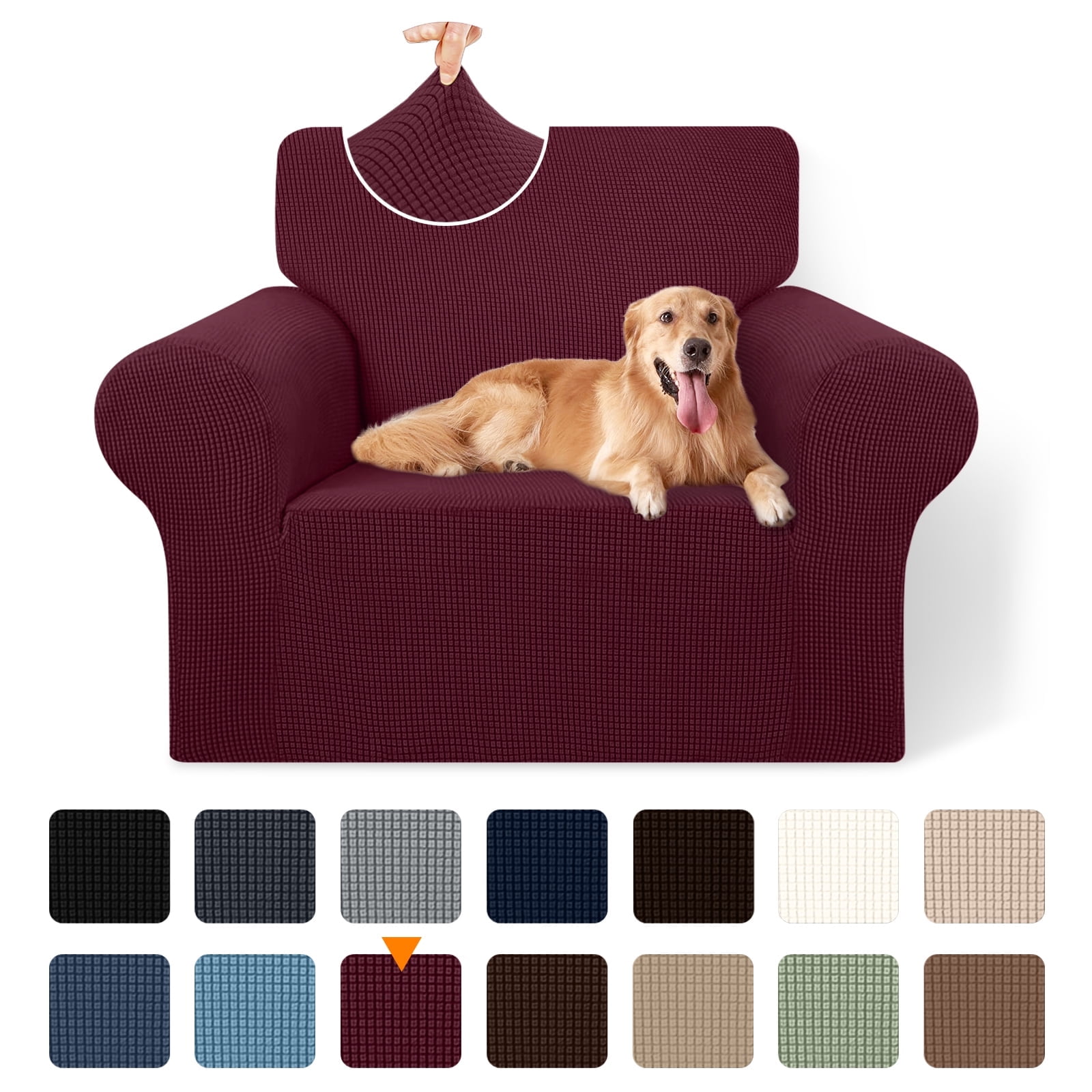Sanmadrola Couch Cover Water Resistant Stretch Sofa Slipcover Jacquard ...