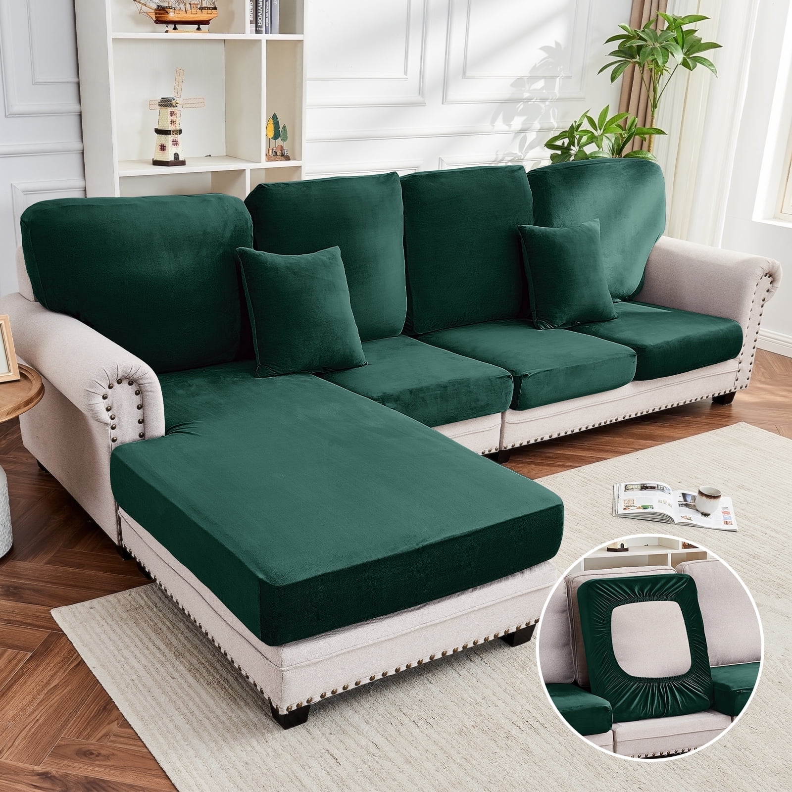 Sanmadrola Couch Covers Velvet Sofa Cushion Cover Stretch Machine ...