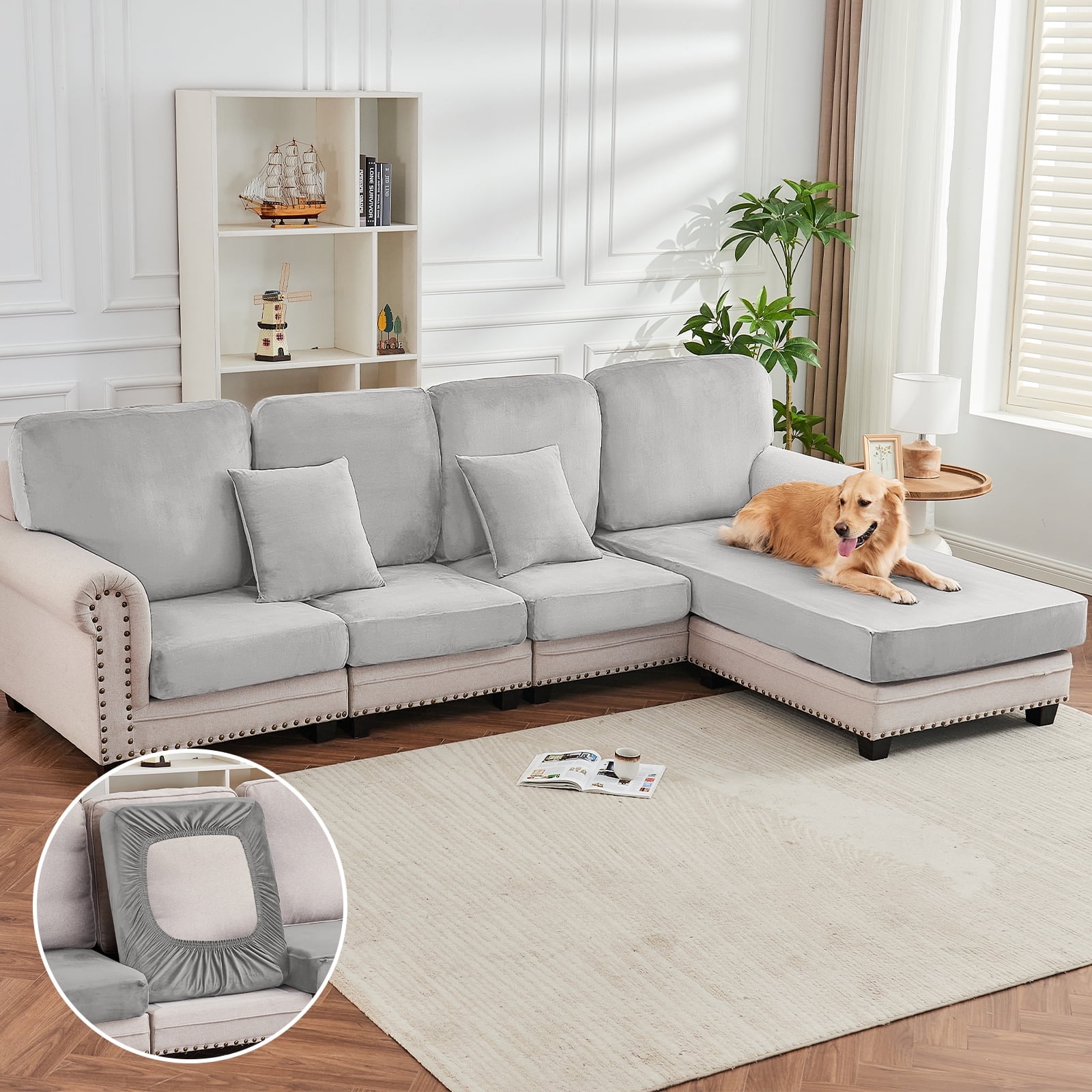 Sanmadrola Couch Covers Velvet Sofa Cushion Cover Stretch Machine ...
