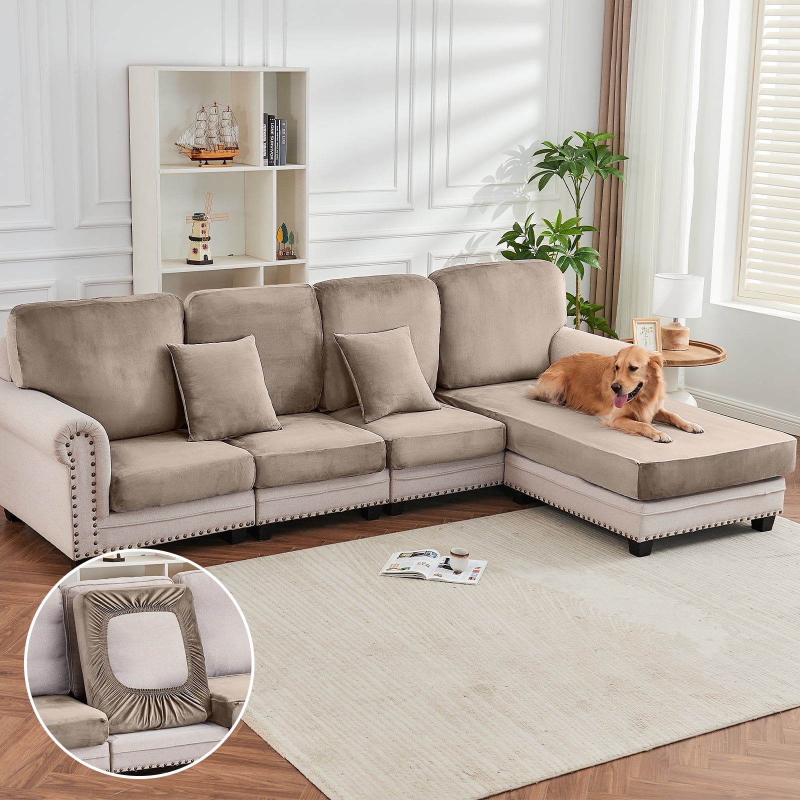 Sanmadrola Couch Covers Velvet Sofa Cushion Cover Stretch Machine ...