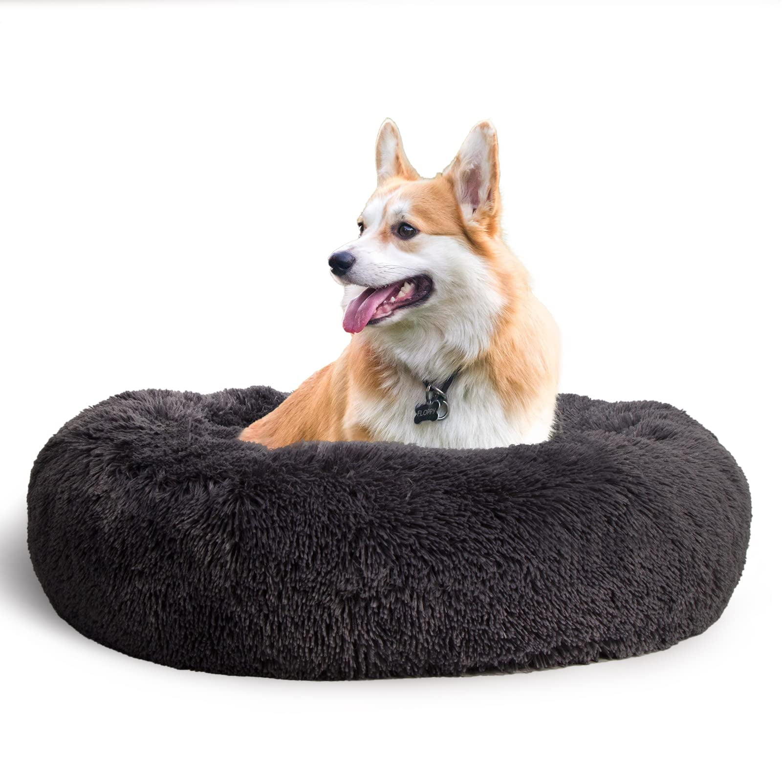 Sanmadrola 30in Dog Bed, Calming & Washable, Donut Cuddler Anti-Anxiety ...