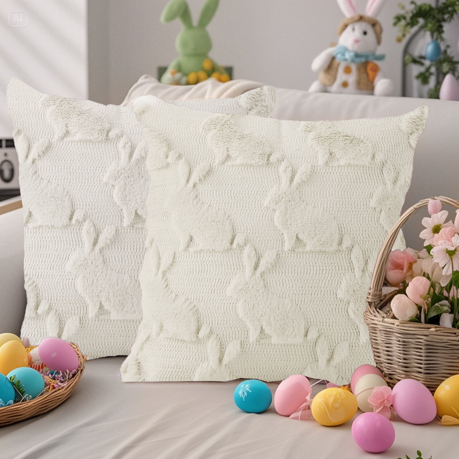 Sanmadrola Easter Pillow Covers 18 x 18 Inch Pack of 2 Luxury Soft ...