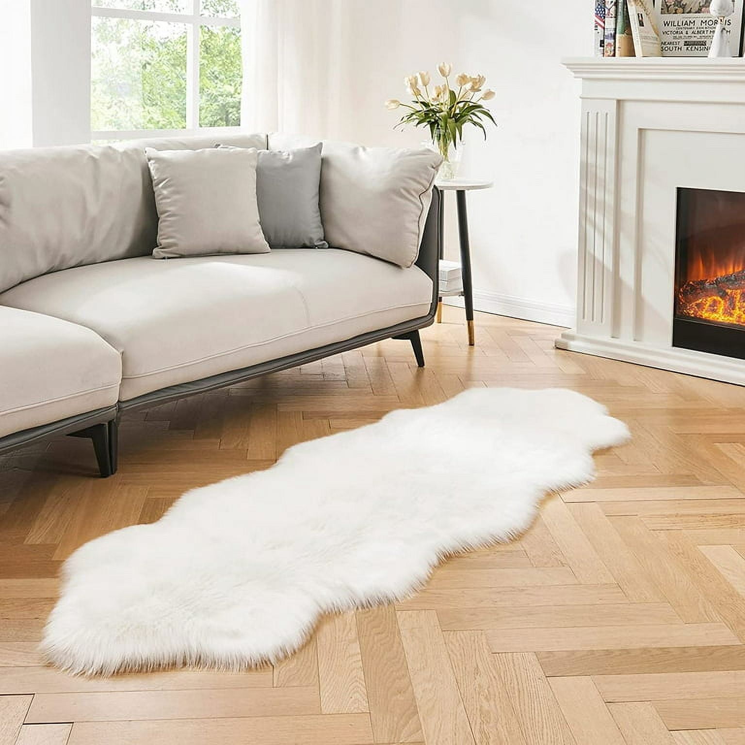Sanmadrola Faux Sheepskin Area Rugs Fluffy Shaggy Rug Ultra Soft Faux ...