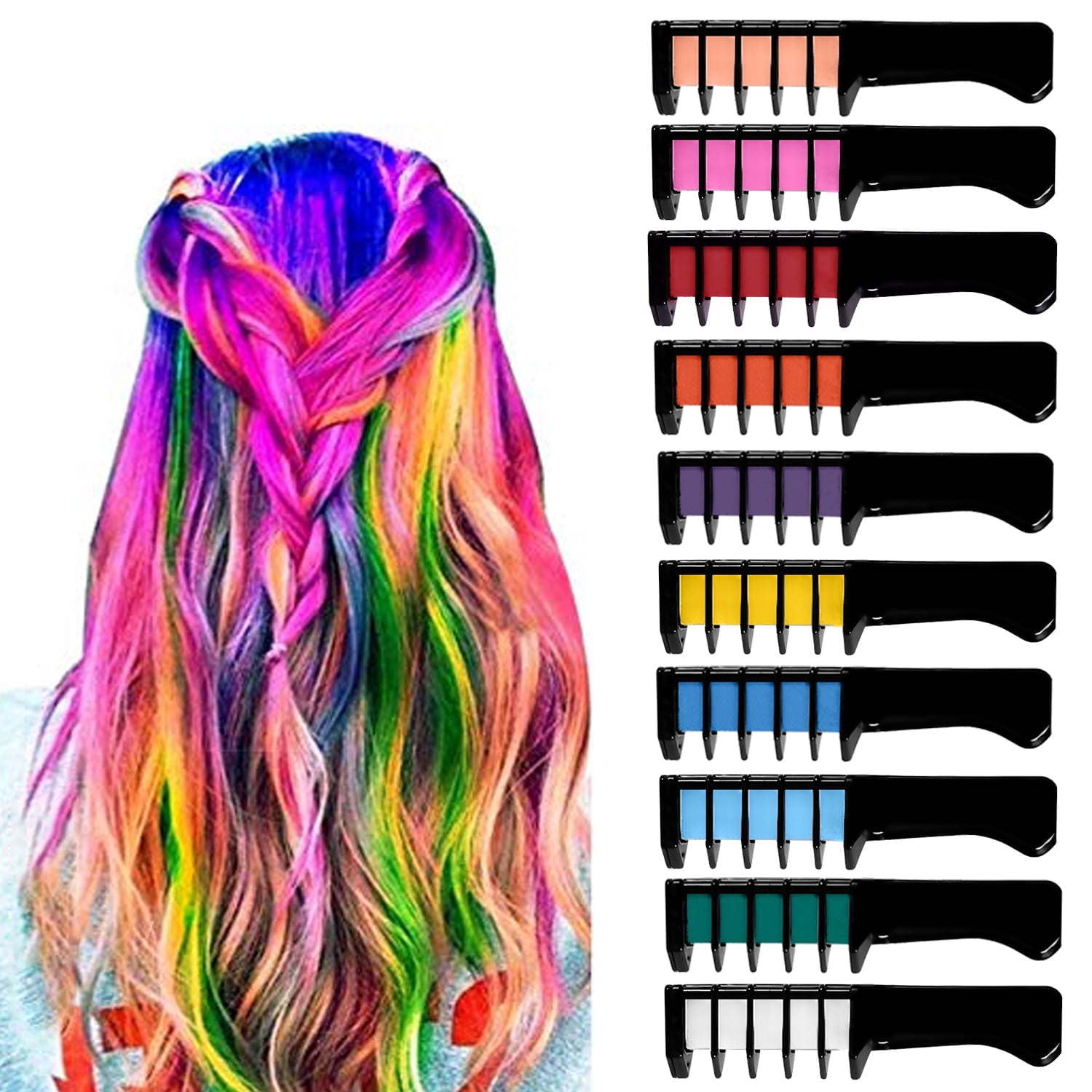 Sanmadrola Kids Washable Hair Chalk Comb Kit, Temporary DIY Hair Color ...