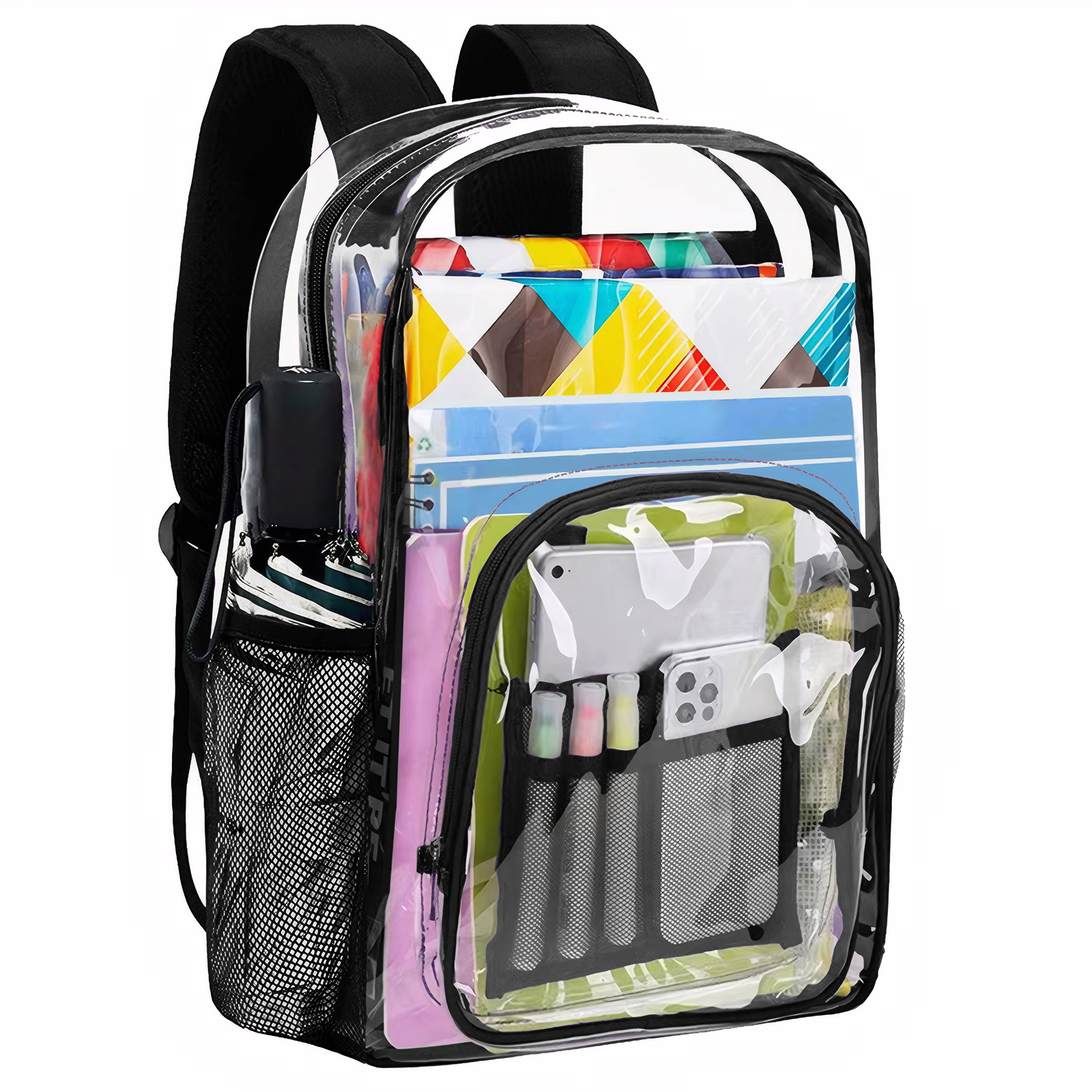 Sanmadrola Clear Backpack Heavy Duty Stadium Approved School Bookbag ...