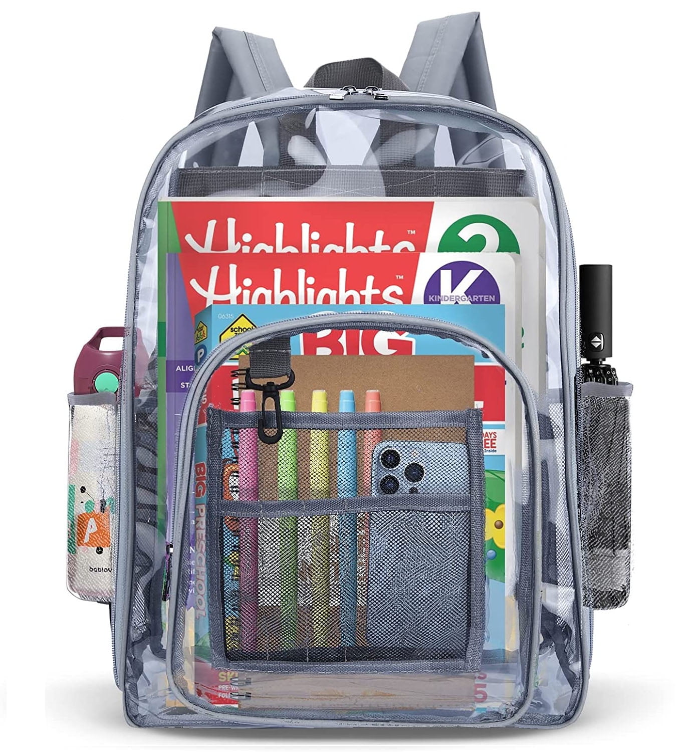 Sanmadrola Large Clear Backpack Heavy Duty Plastic Bookbag for School ...