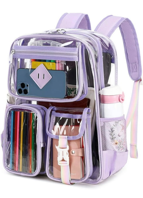 SANMADROLA Clear Backpack Heavy Duty, PVC See Through Book Bag for ...