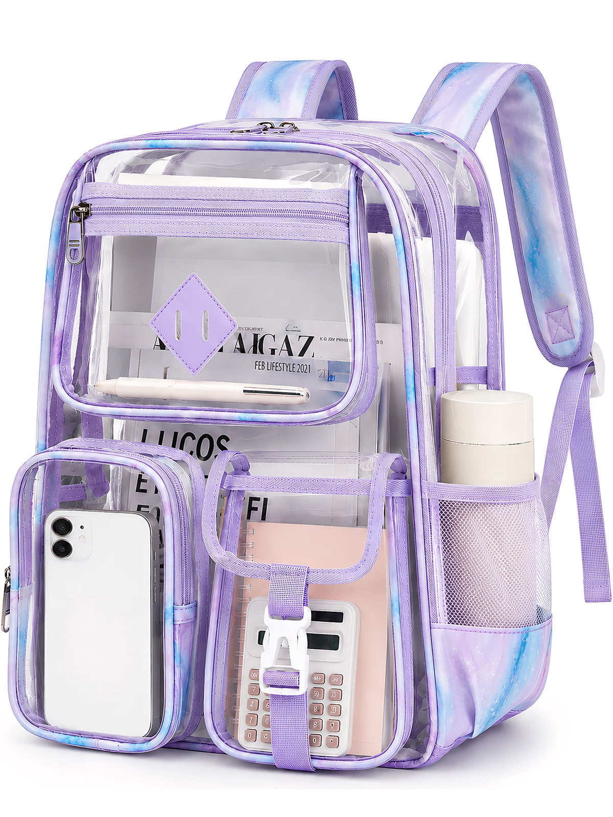 Sanmadrola Large Clear Backpack Heavy Duty Stadium Approved See Through ...