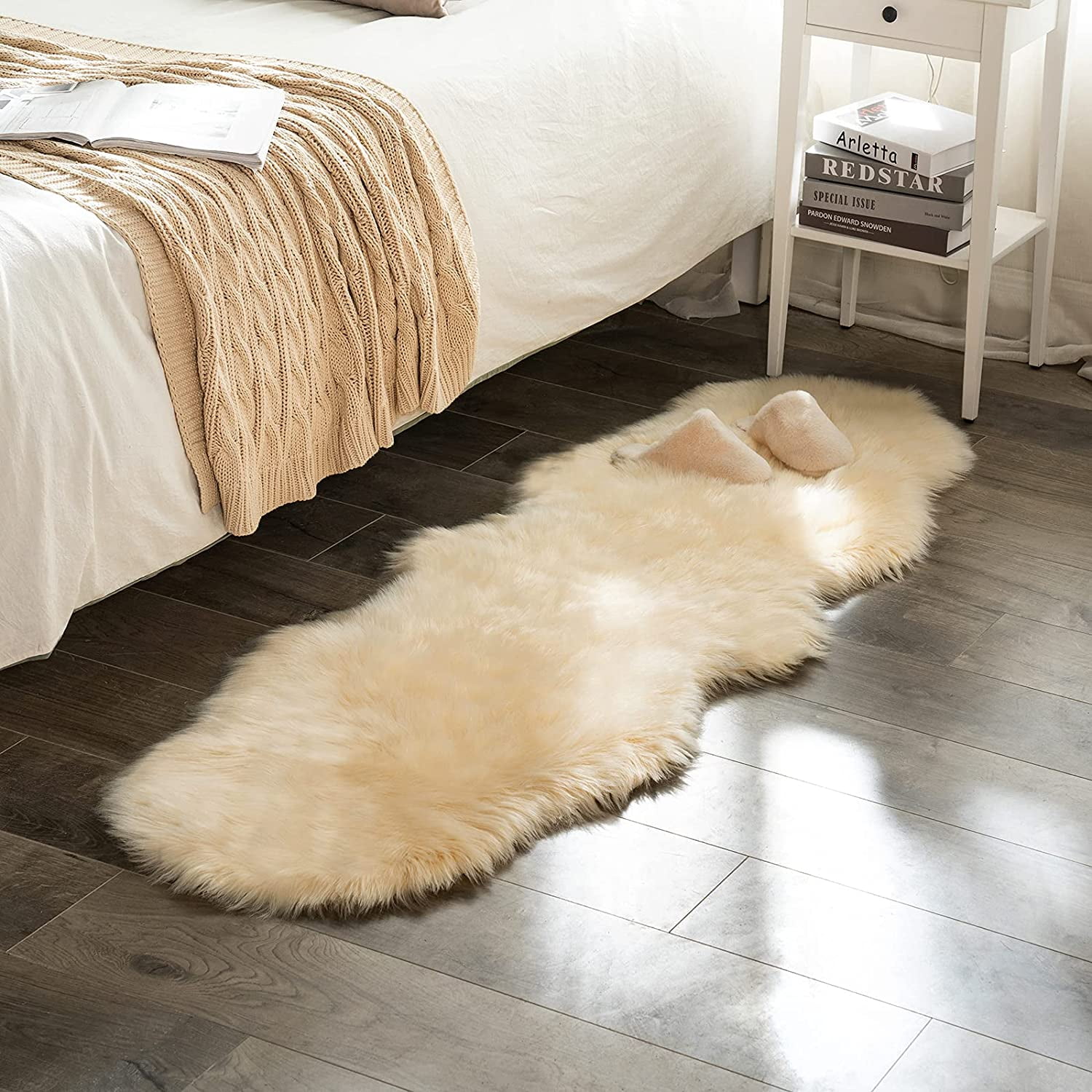 Sanmadrola Luxury Shag Area Rug, 3x5 Feet Beige Yellow Rectangle Plush ...