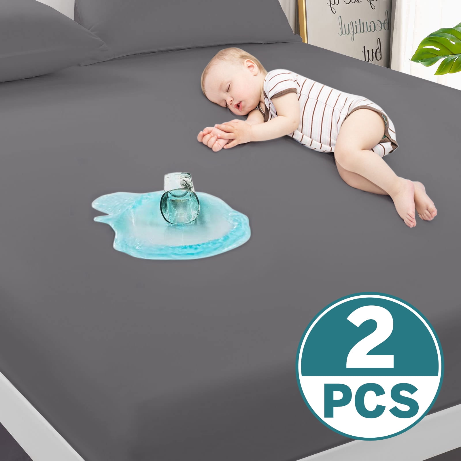 Sanmadrola Waterproof Mattress Protector, Fitted Bed Cover, 21'' Deep ...