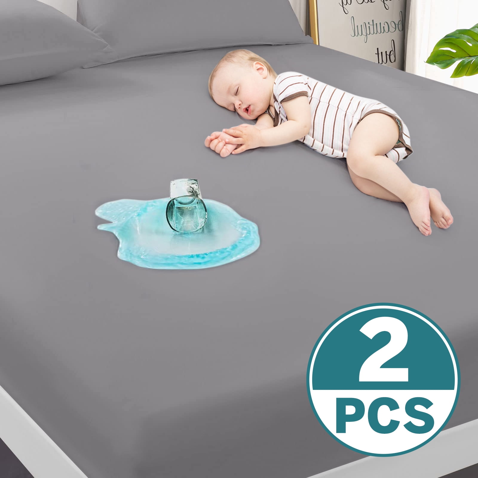 Sanmadrola Mattress Protector 100% Waterproof Bed Cover Premium Fitted ...