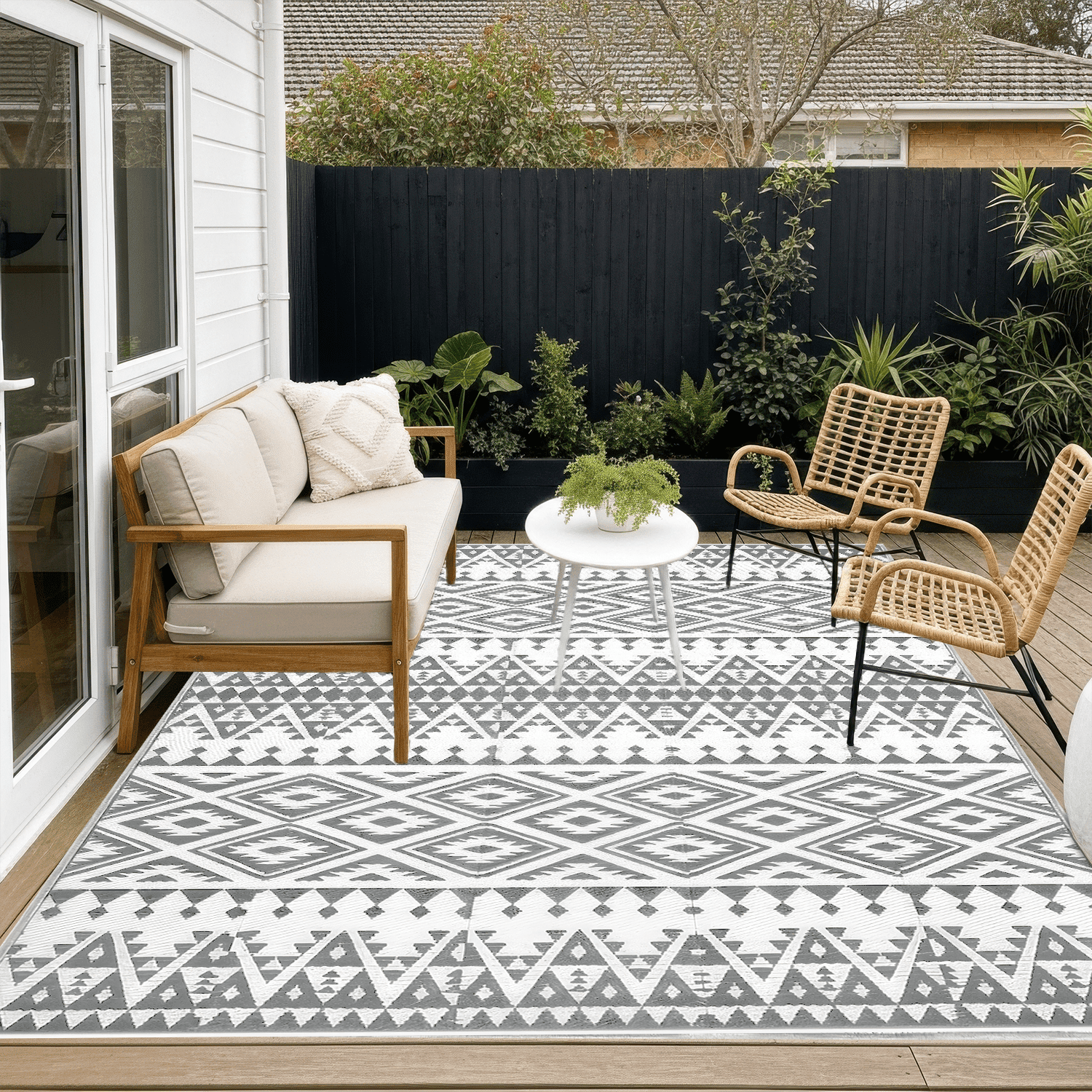Sanmadrola Outdoor Rugs for Patio Waterproof Mat Carpet Reversible Area ...