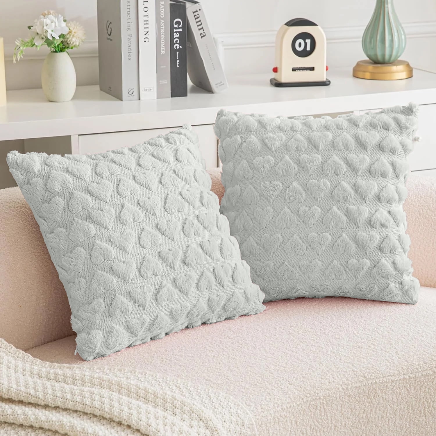 Sanmadrola Pillow Covers 2 Pack Heart Love Cute Decorative Throw Pillow ...