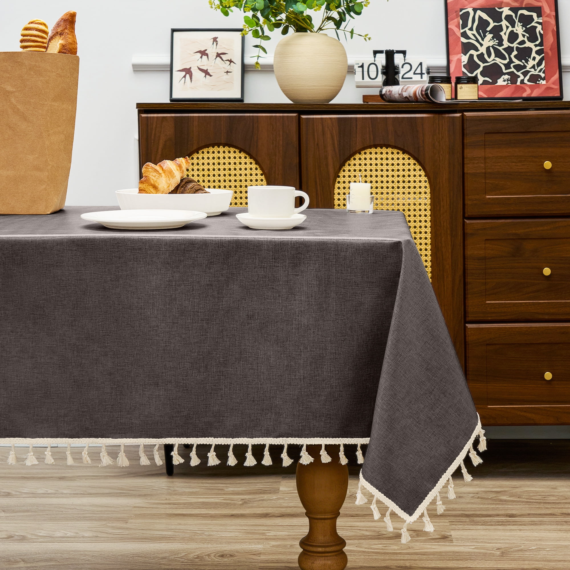 Sanmadrola Rectangle Table Cloth Waterproof Linen Textured Tablecloth ...