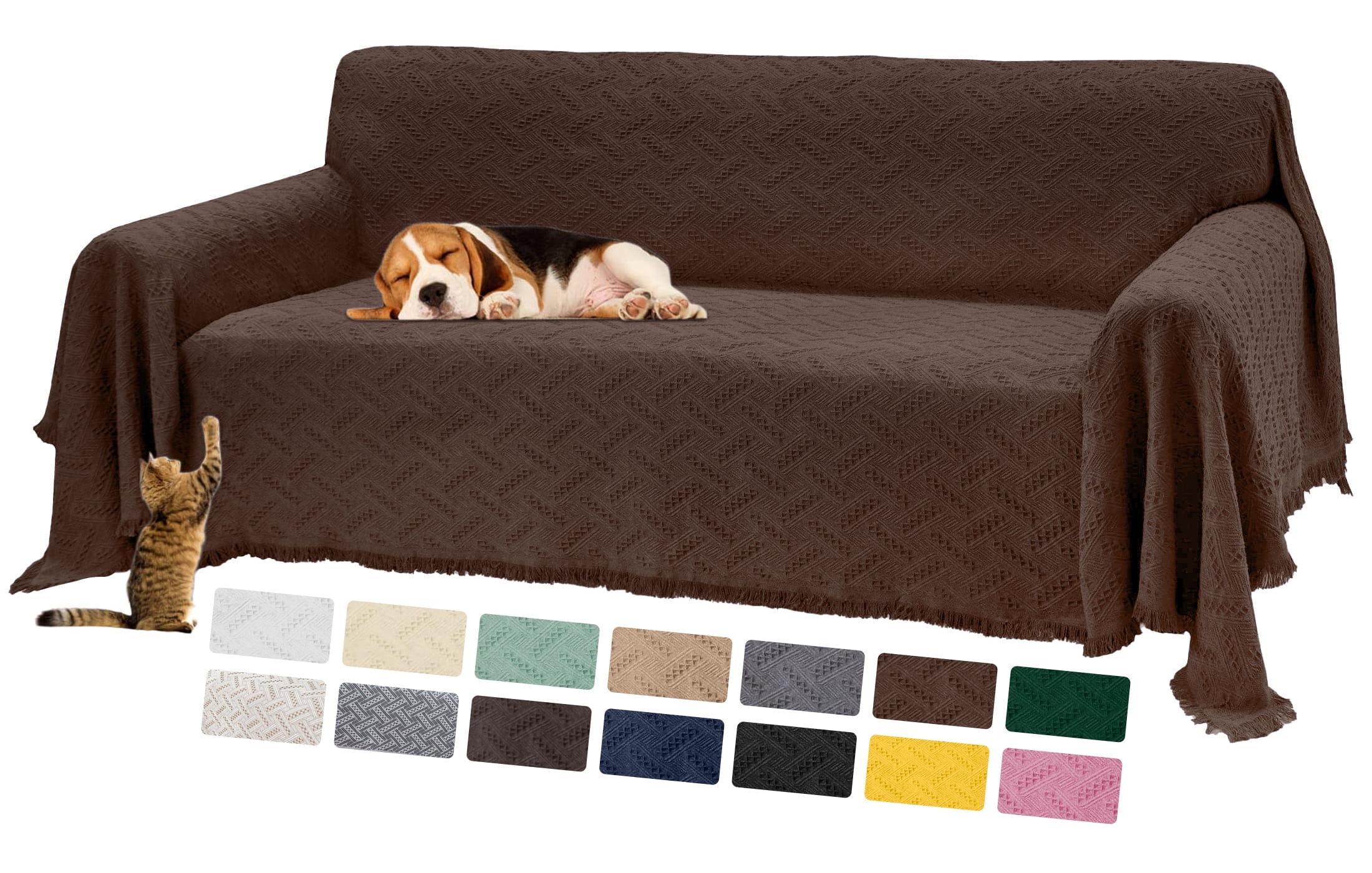 "SANMADROLA Sectional Couch Cover Blanket, XL Sofa Slipcover, Coffee ...