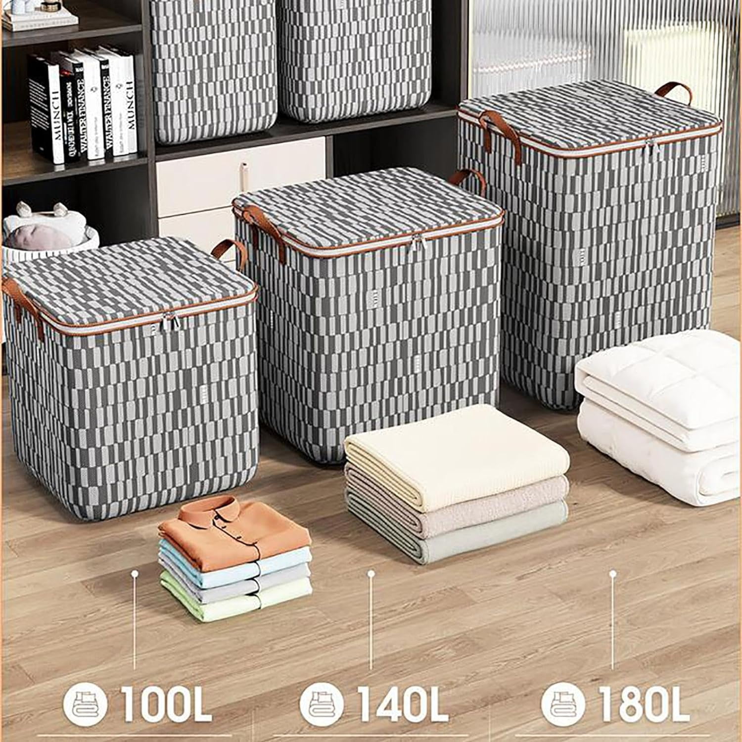 SANMADROLA Fabric Linen Bags, Closet Organizers for Clothes and Bedding ...