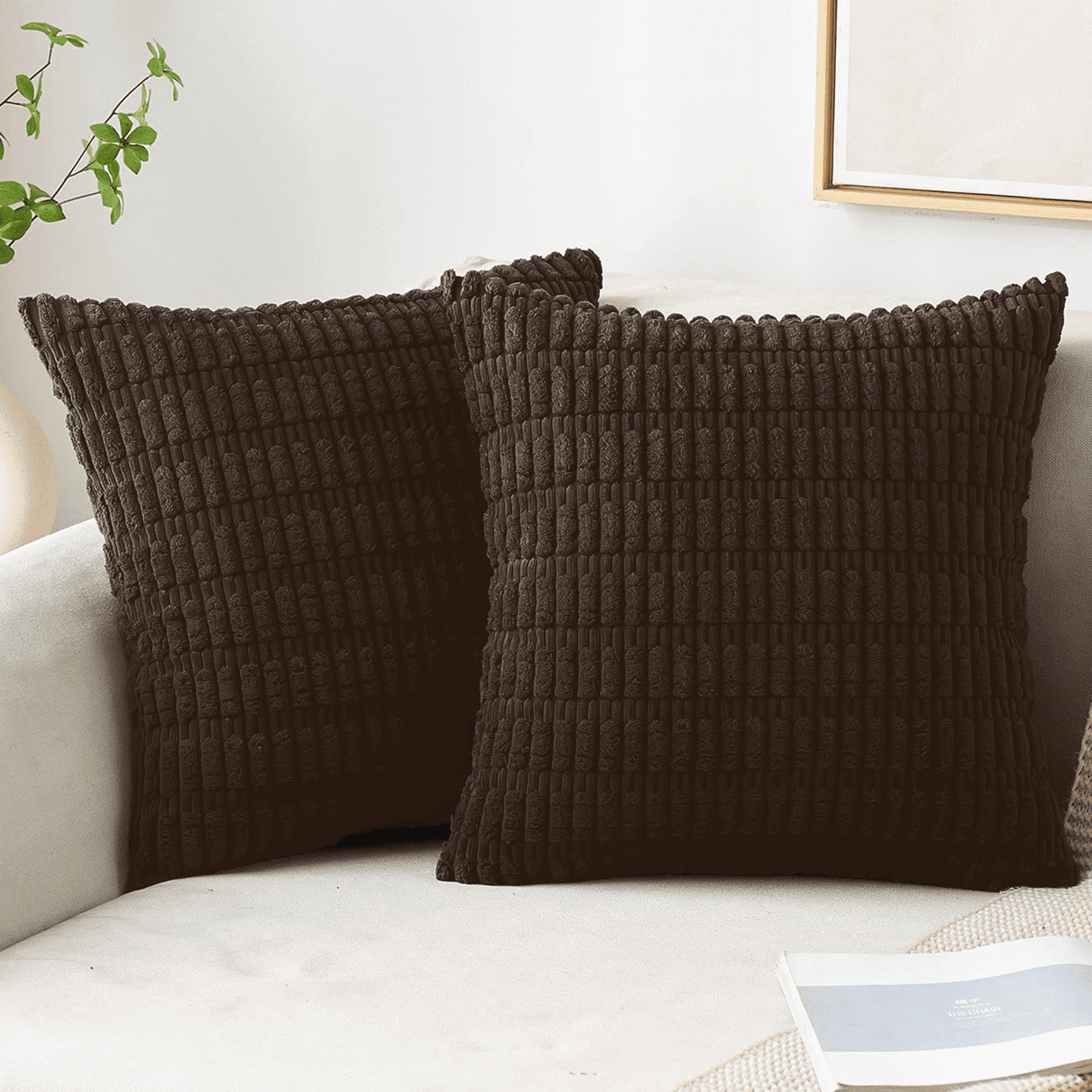 Sanmadrola Throw Pillow Covers 18x18 inch Set of 2 Corduroy Decorative ...