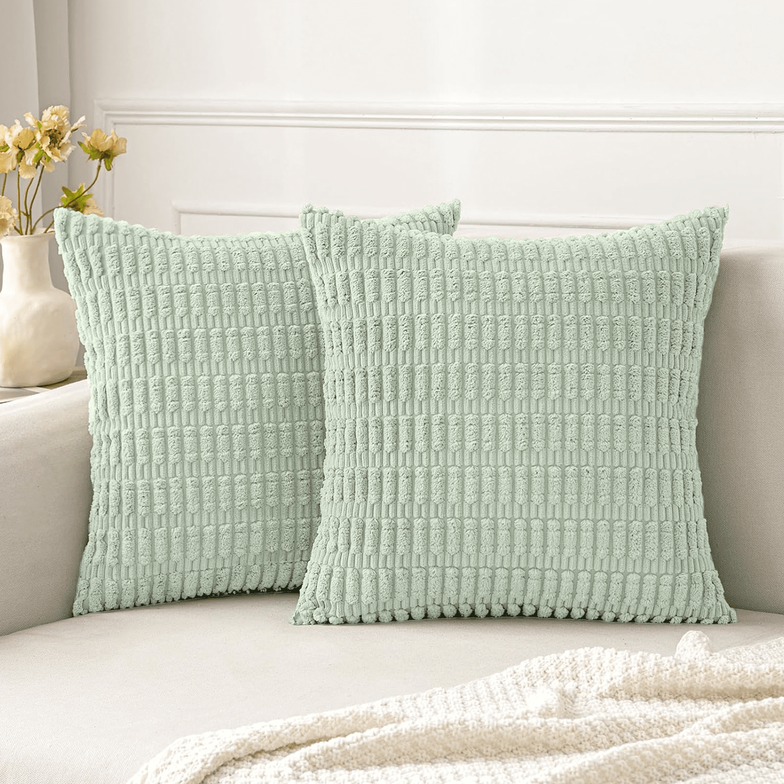 Sanmadrola Throw Pillow Covers 50x50 inch Set of 2 Corduroy Decorative ...