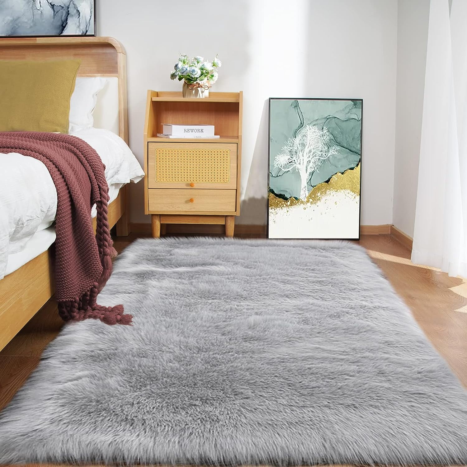 Sanmadrola Ultra Soft Fluffy Shaggy Area Rug Faux Fur Rug Chair Cover ...