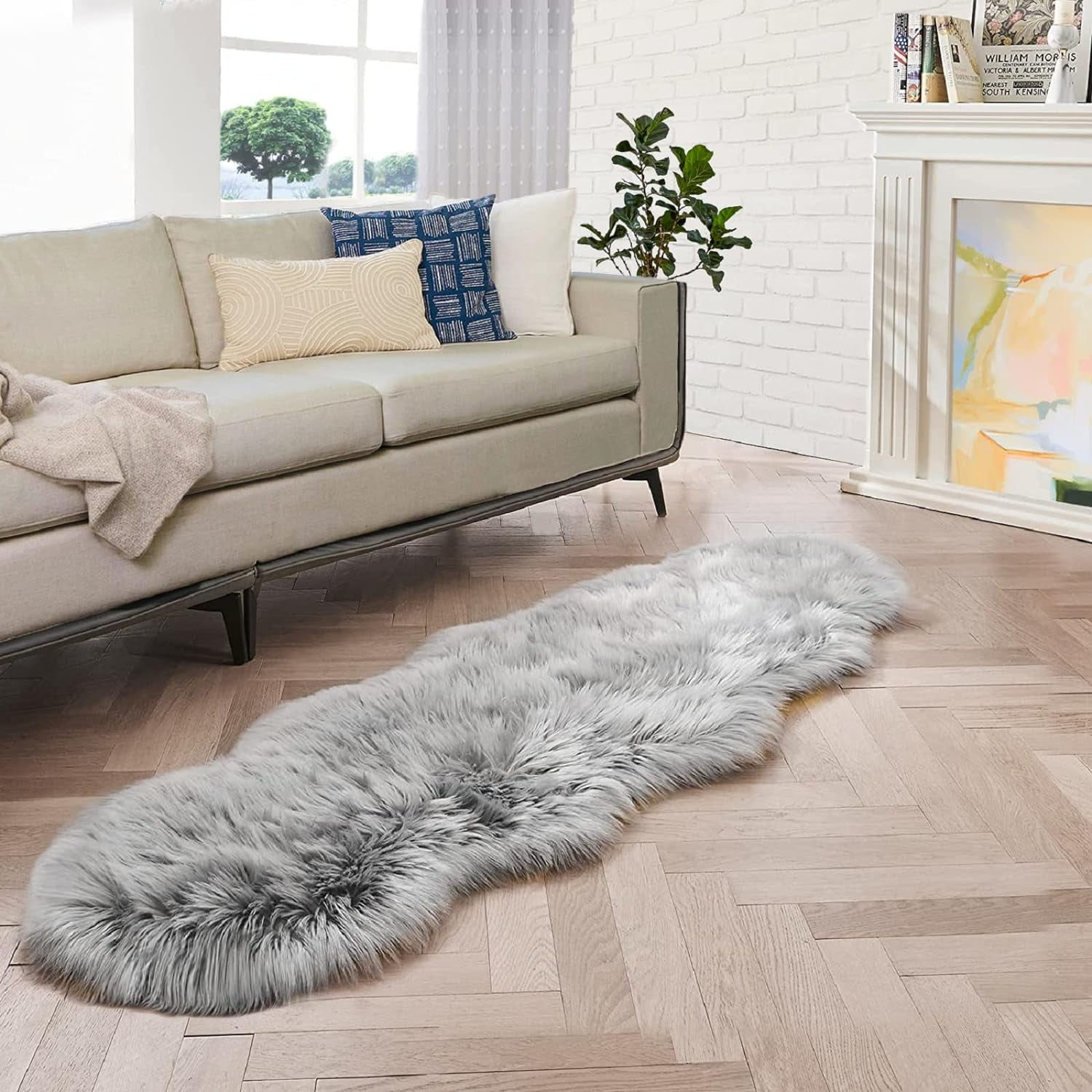Sanmadrola Ultra Soft Fluffy Shaggy Area Rug Faux Fur Rug Chair Cover ...