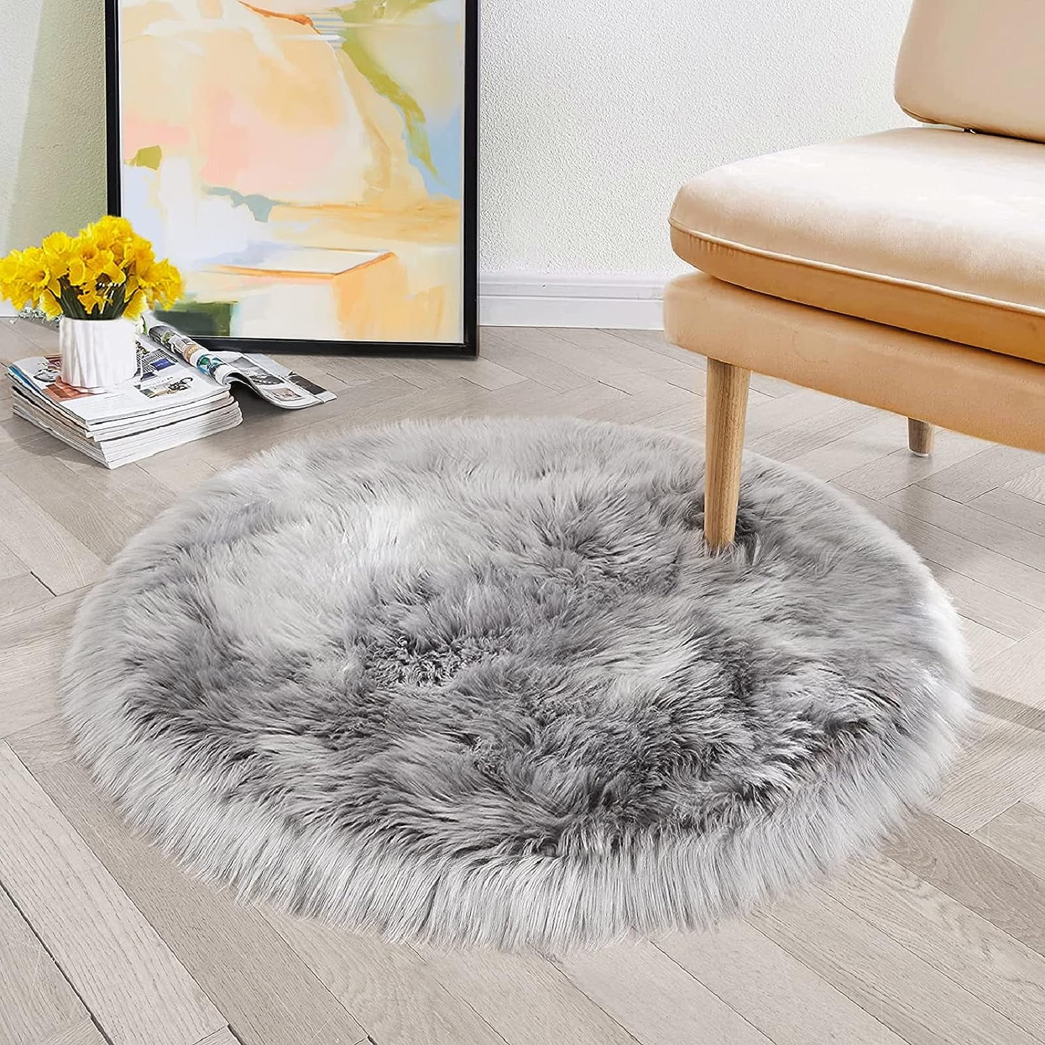 Sanmadrola Ultra Soft Fluffy Shaggy Area Rug Faux Fur Rug Chair Cover ...