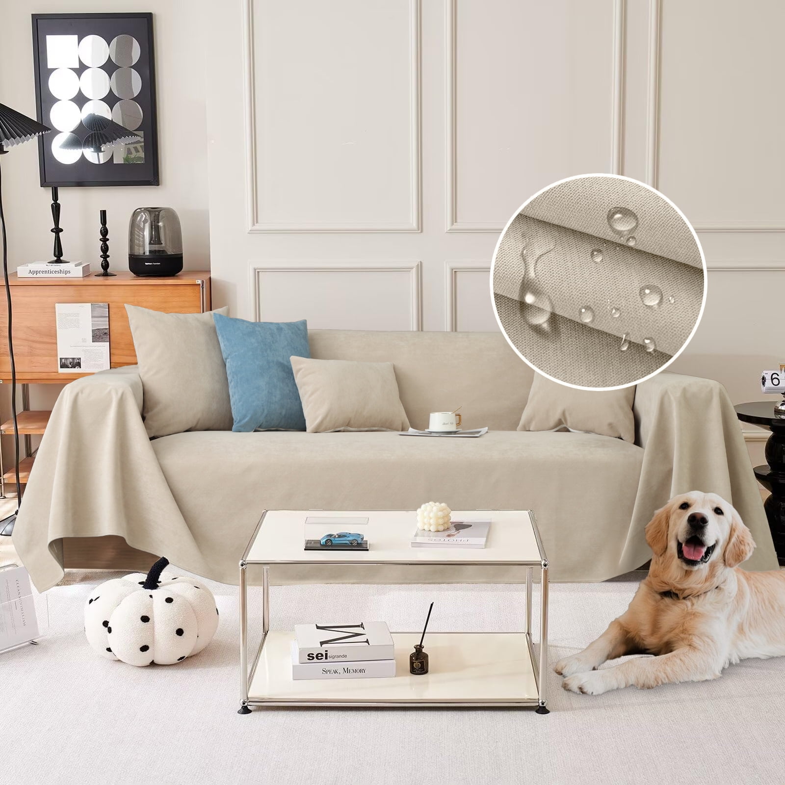 Sanmadrola 100% Waterproof Couch Cover for 2-3 Cushion Couch Non-Slip ...