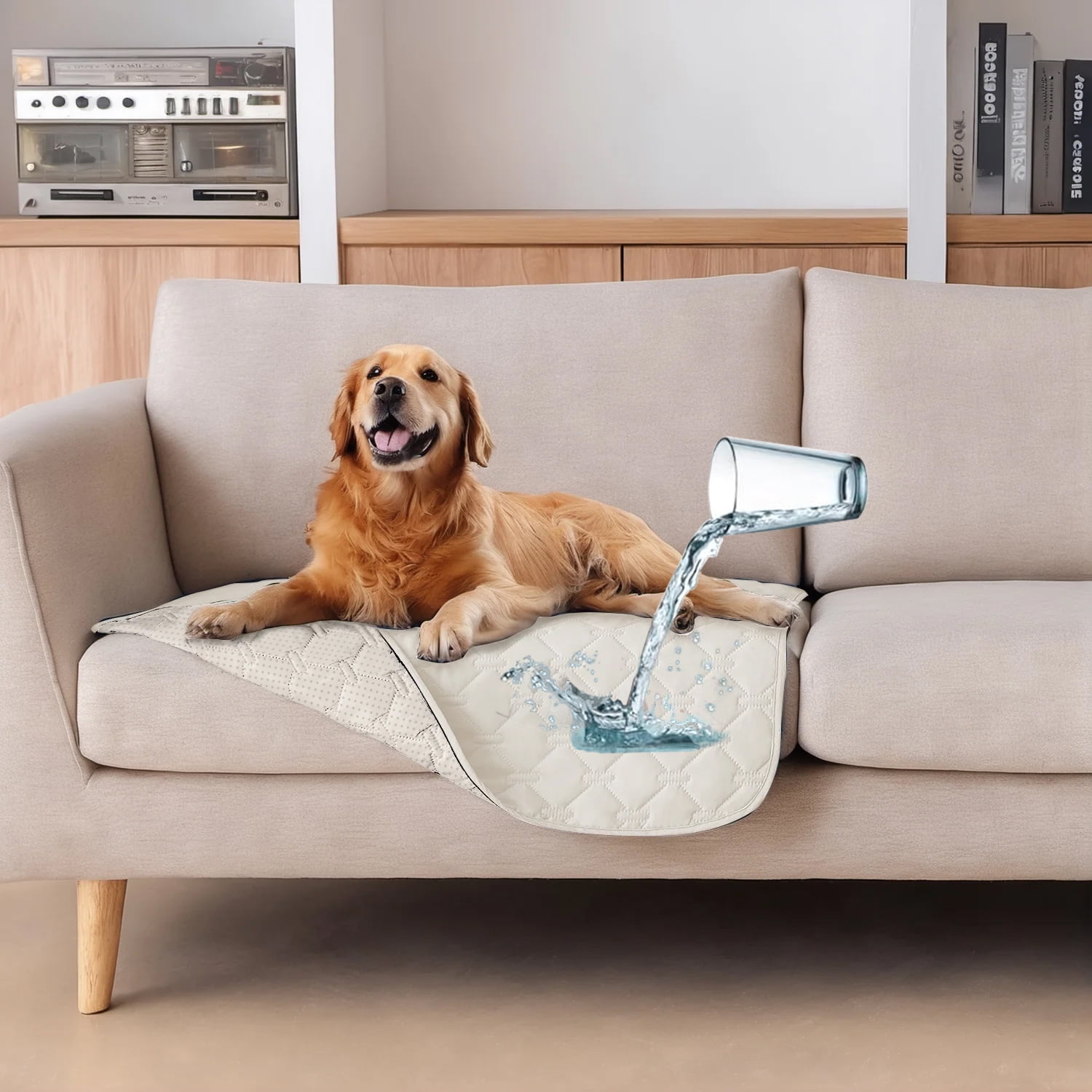 Sanmadrola Waterproof Polyester Dog Bed Cover, Cream White Double-Sided ...