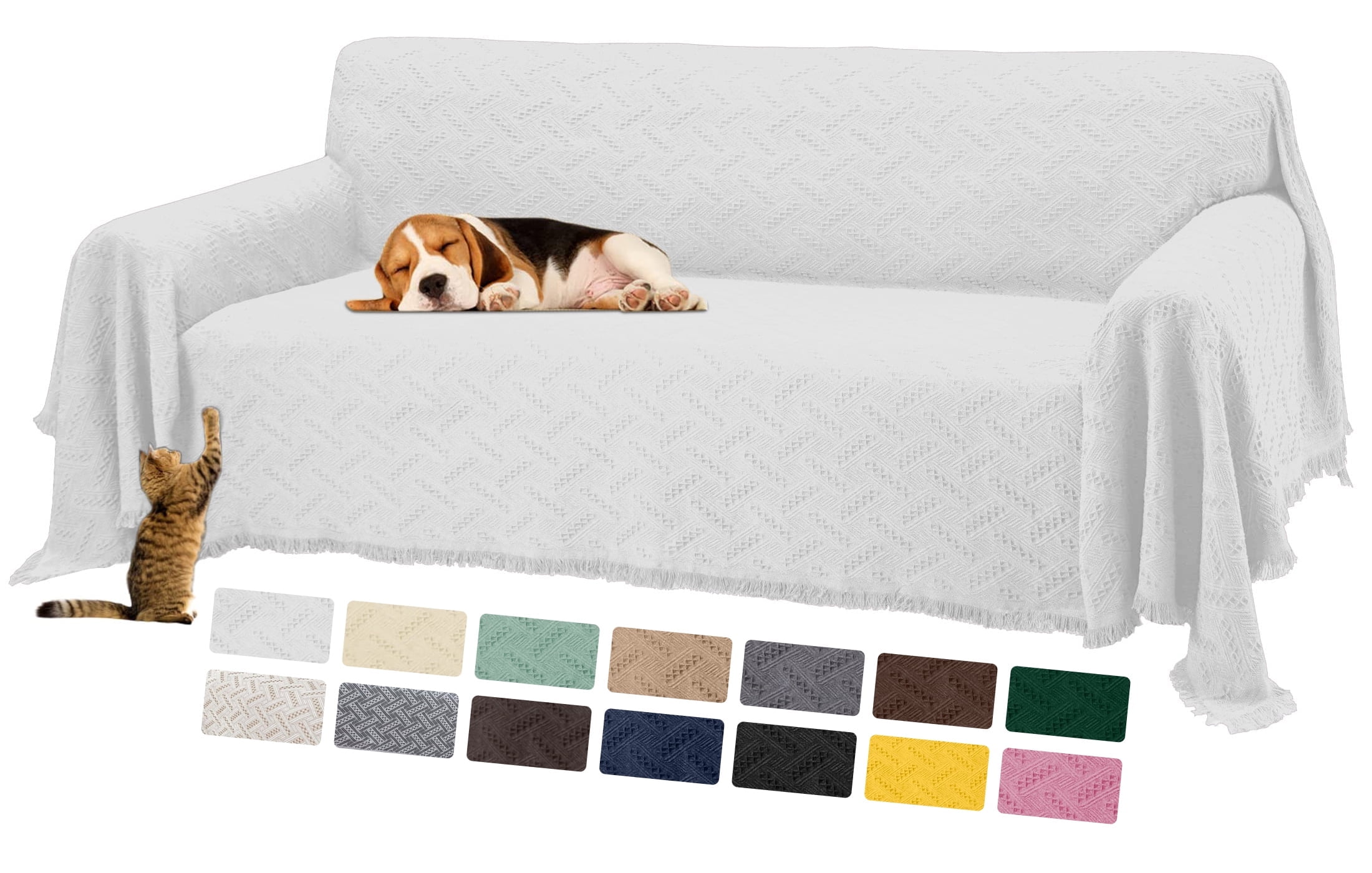 Sanmadrola White Sofa Covers for 3 Cushion Couch Cover, Sectional Couch ...