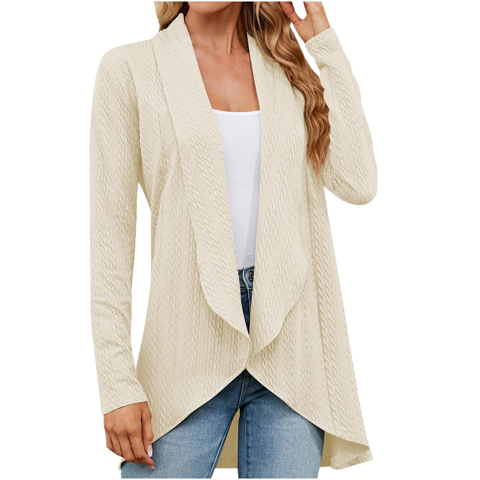 Sanmadrola Women's Casual Long Sleeve Draped Open Front Knit Pockets ...