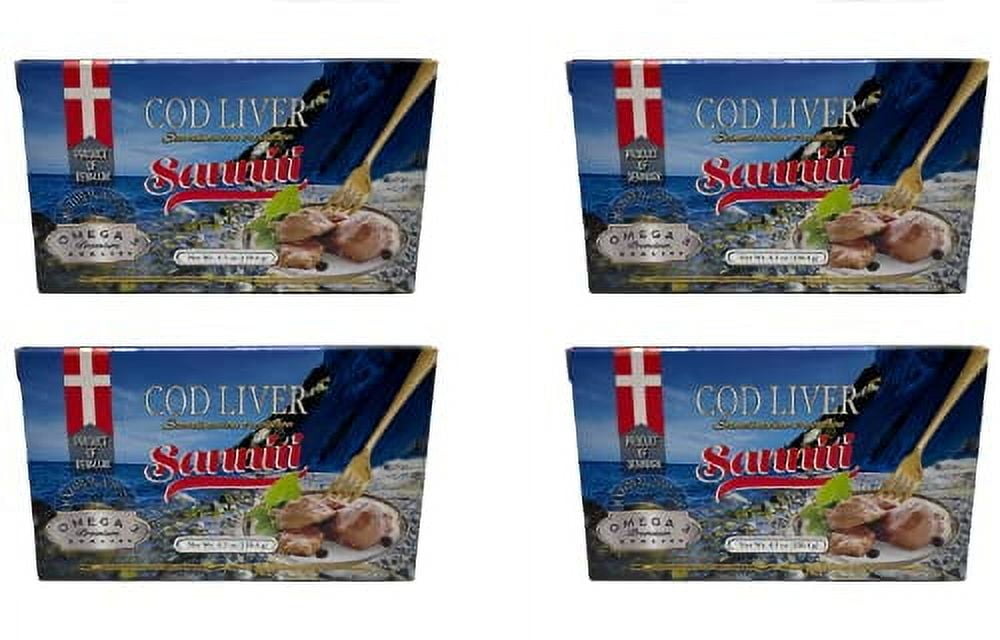 Sanniti, Canned Fish, 4.3 oz /each 4 Pack, Scandinavian Cod Liver ...