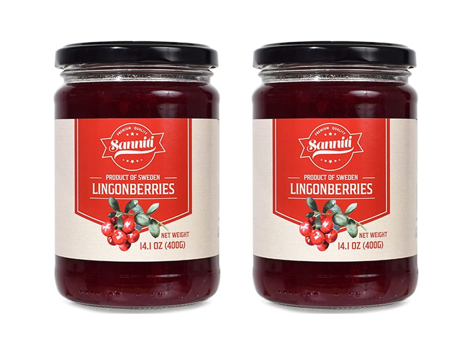 Sanniti Lingonberries Fruit Jam 14.1 Ounces Pack of 2 Made with Swedish ...